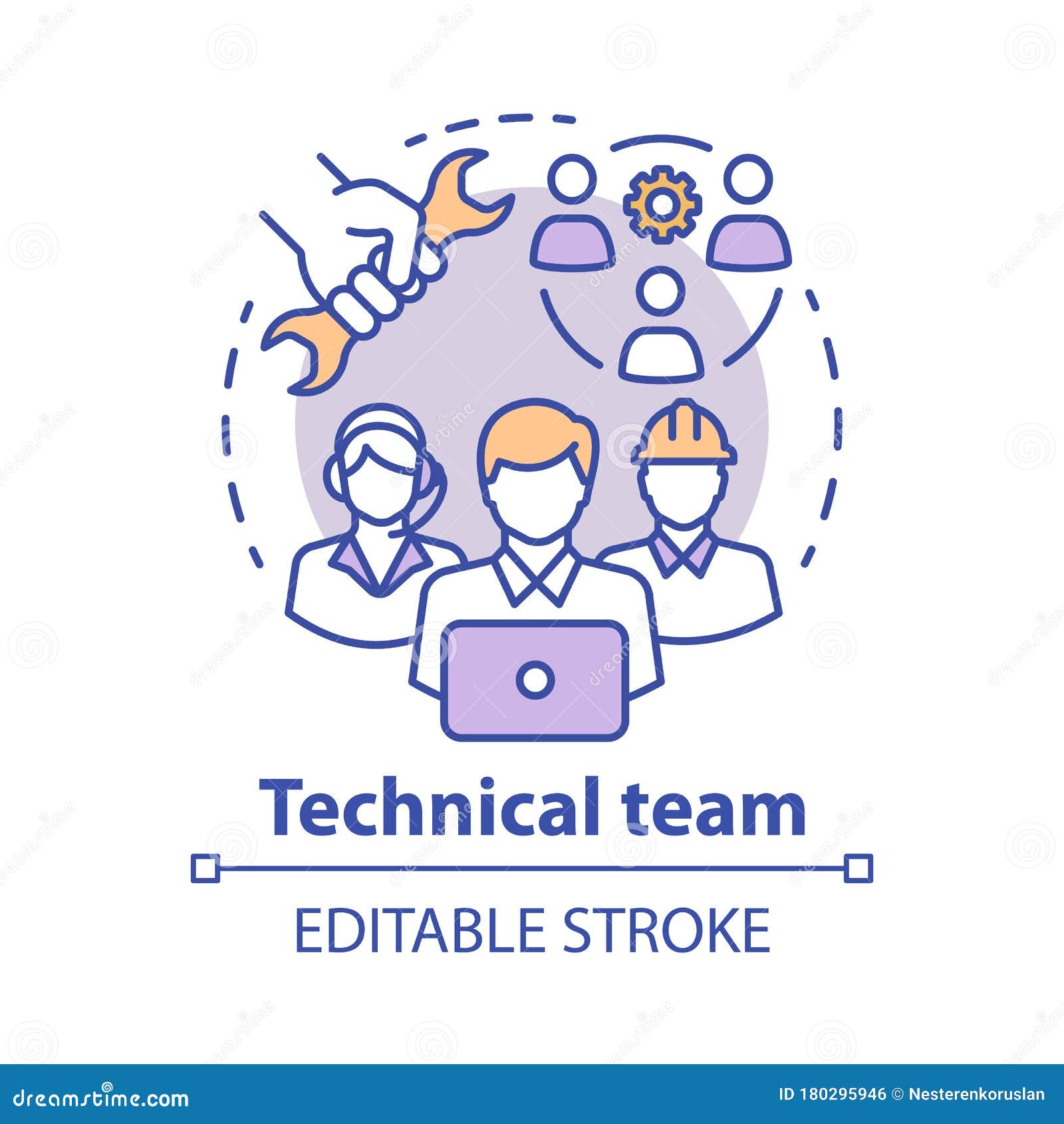 Technical Team Concept Icon. Company Staff, Workforce Idea Thin Line ...