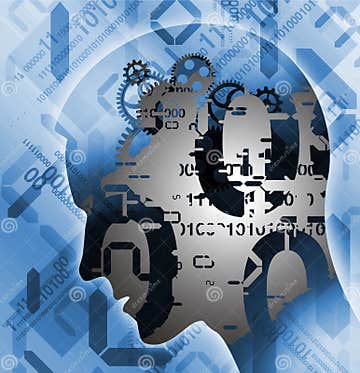 Technical Thinking, Programming, Male Head Concept. Stock Illustration ...