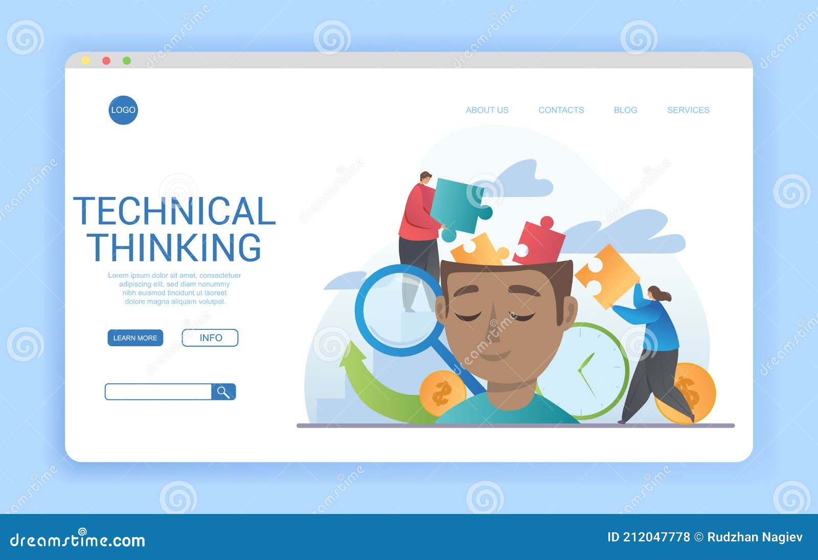 Technical Thinking Website Landing Page Template Design Stock Vector ...