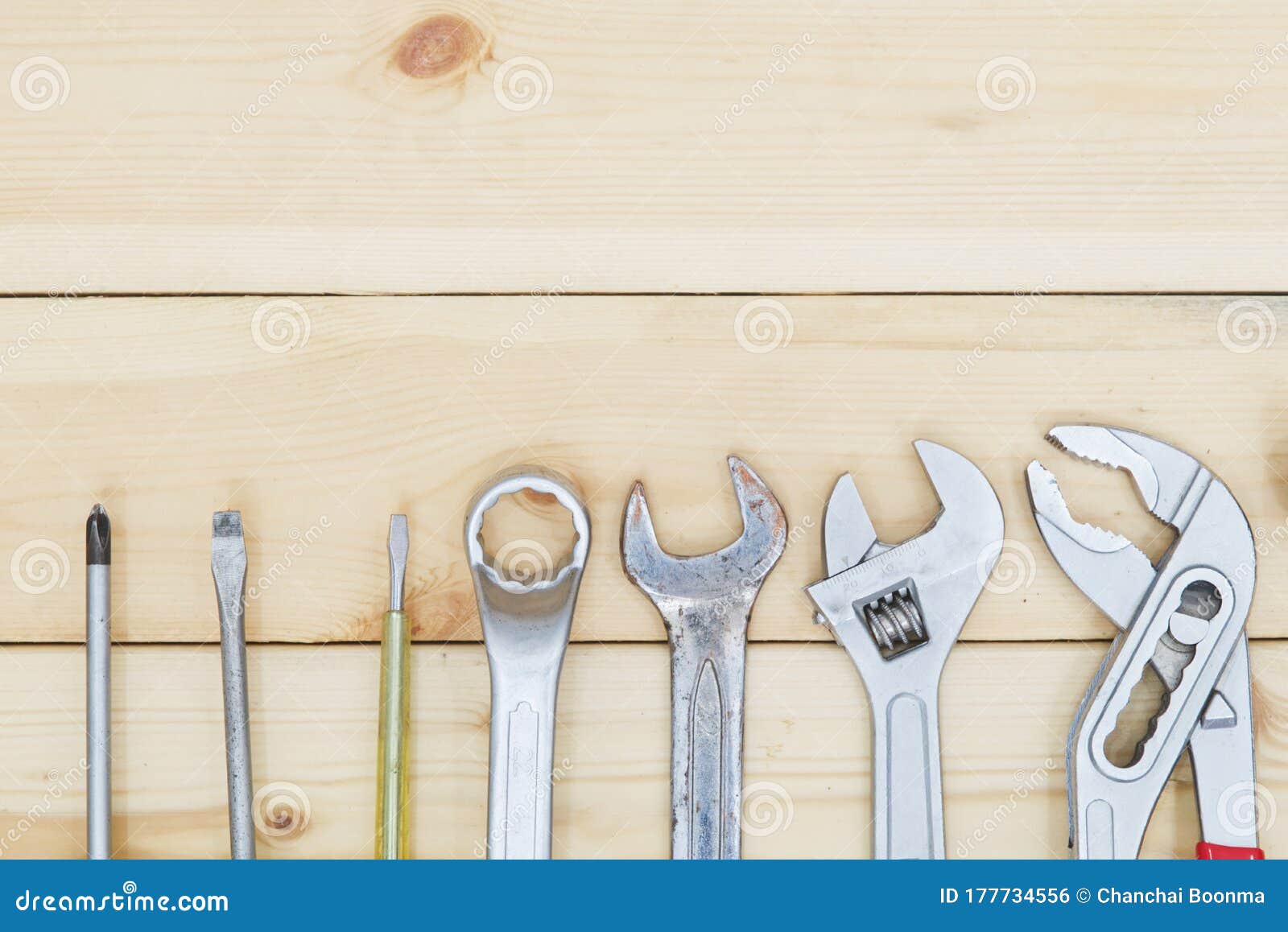 Technical Tooling Concept on Wooden Table Background. Stock Photo ...