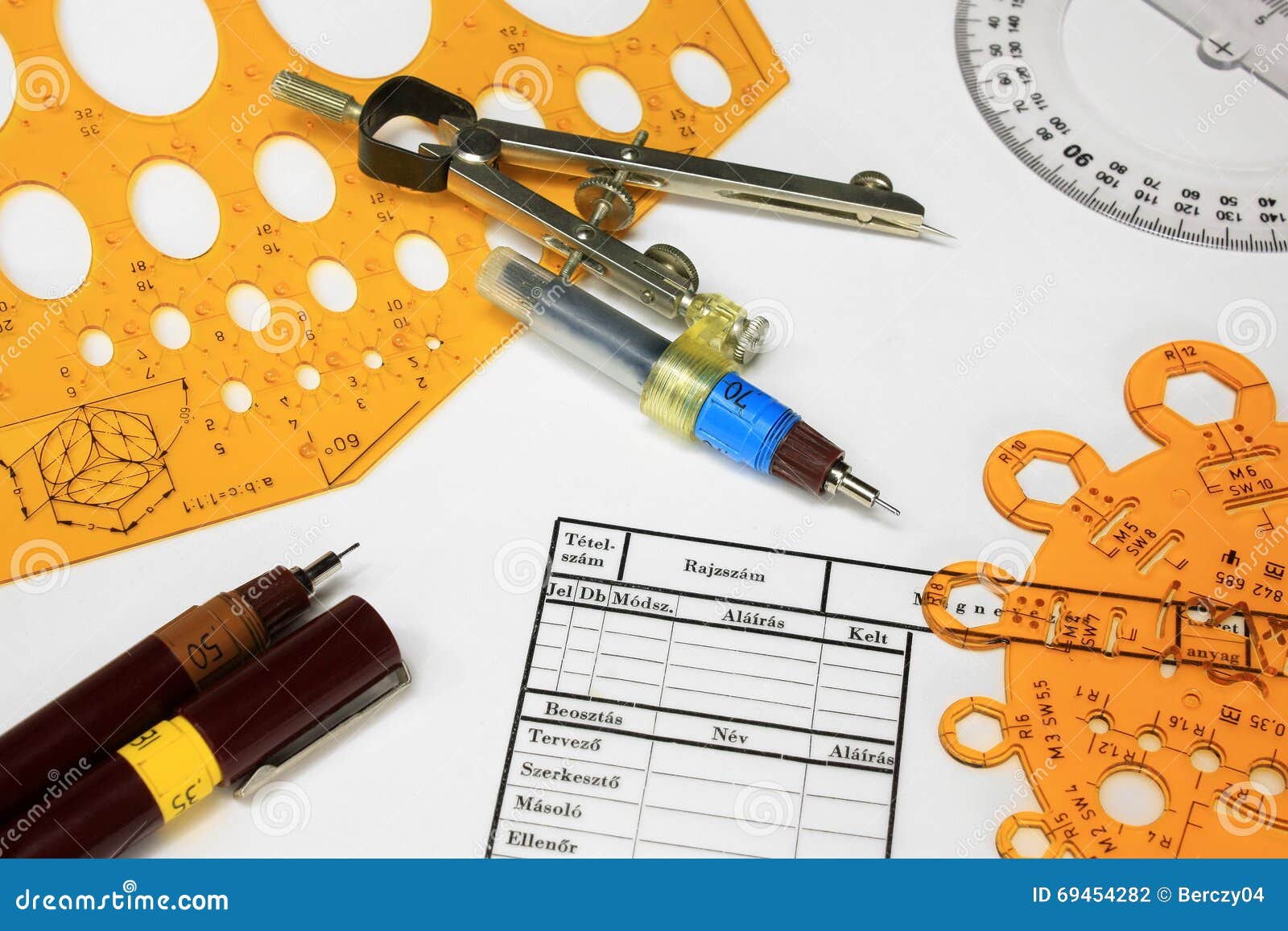 Technical Tracing Paper and Rulers Stock Photo - Image of company ...