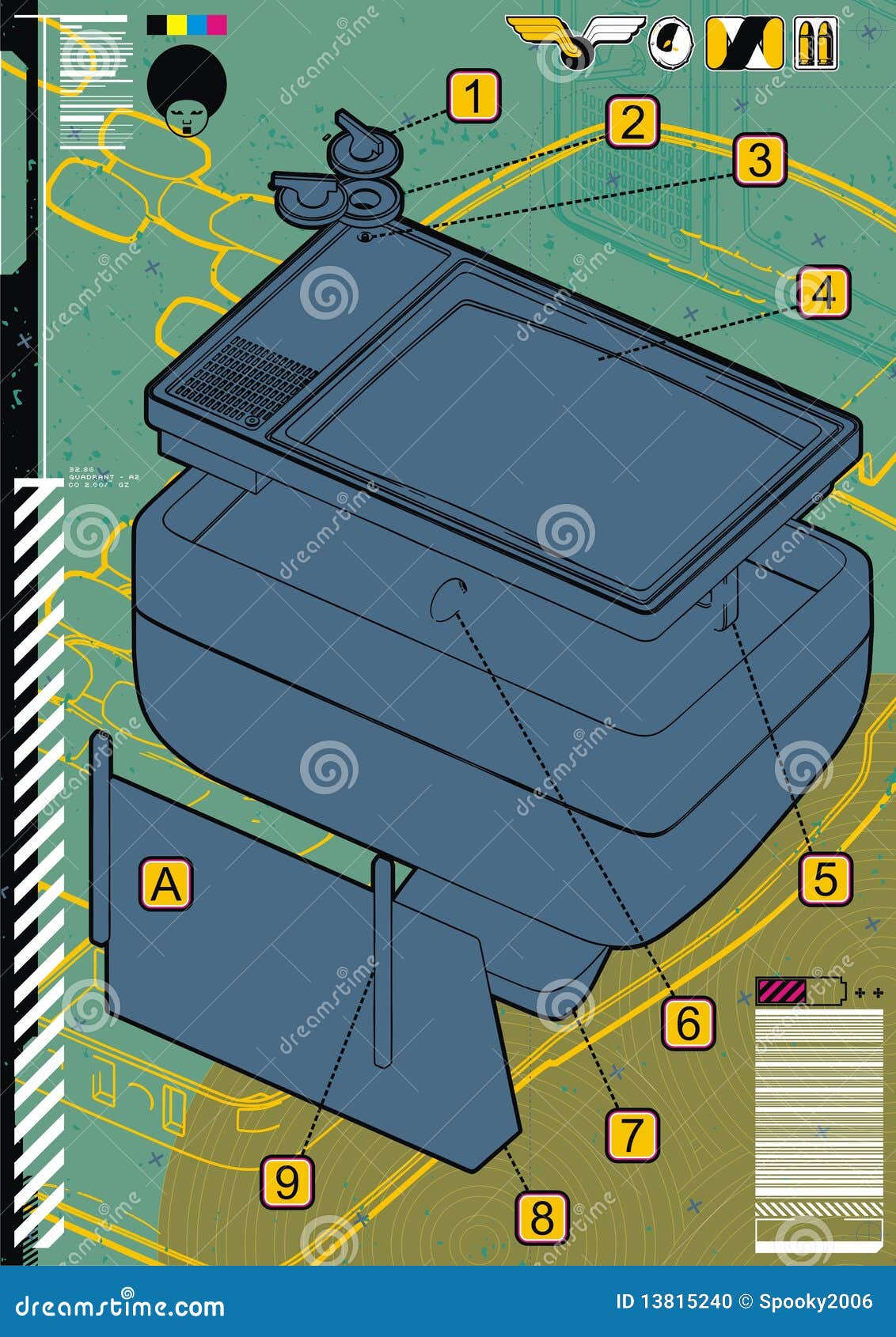 Technical TV Exploded Diagram. Stock Vector - Illustration of motif ...