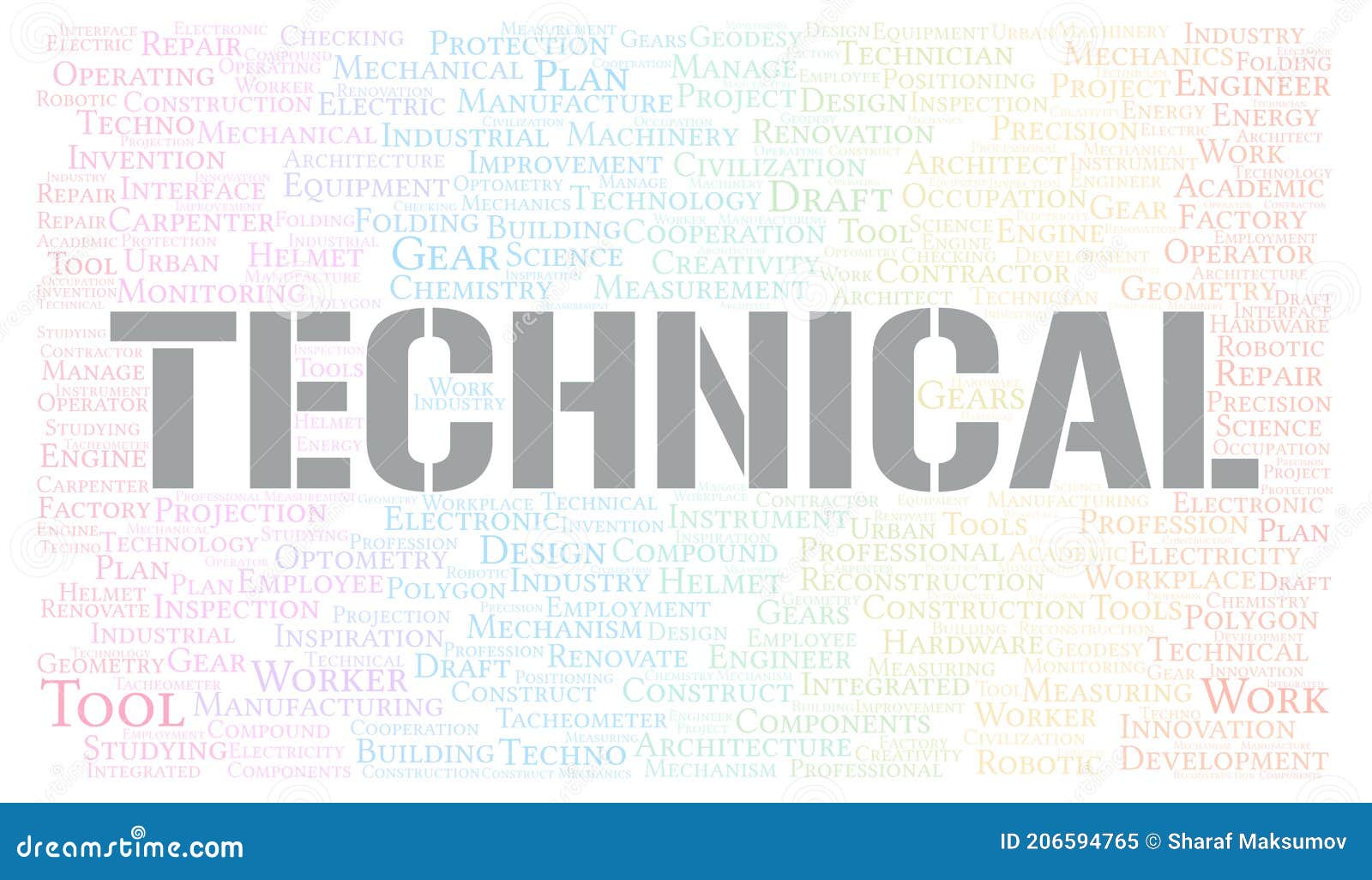 Technical Typography Word Cloud Create with the Text only Stock ...