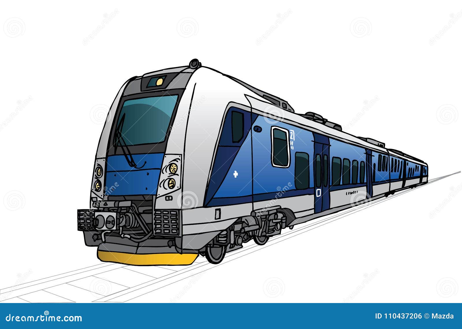 Vector Illustration of Fast Train in Perspective Stock Illustration ...