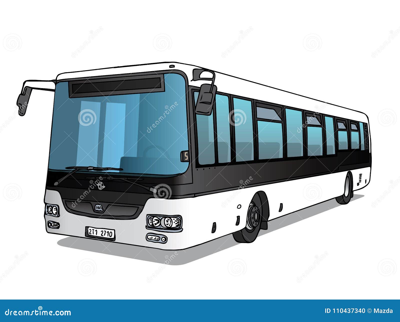 Vector Illustration of Short Black and White Bus Stock Vector ...