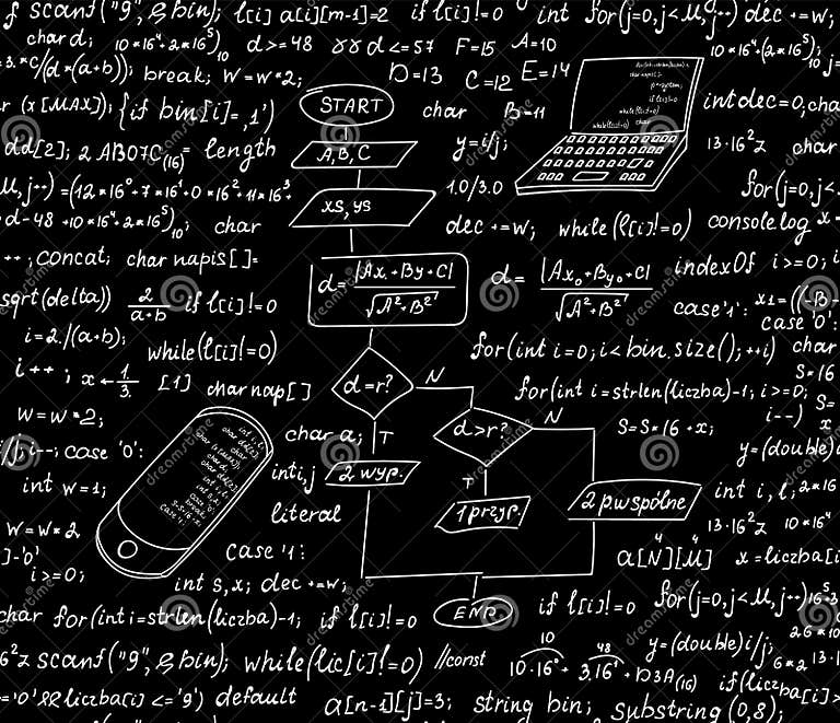 Technical Vector Seamless Pattern with Programming Code, Program Flow ...