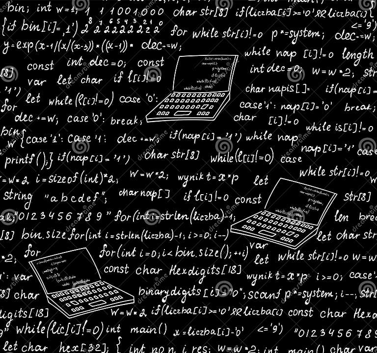 Technical Vector Seamless Pattern with Programming Code, Program Flow ...