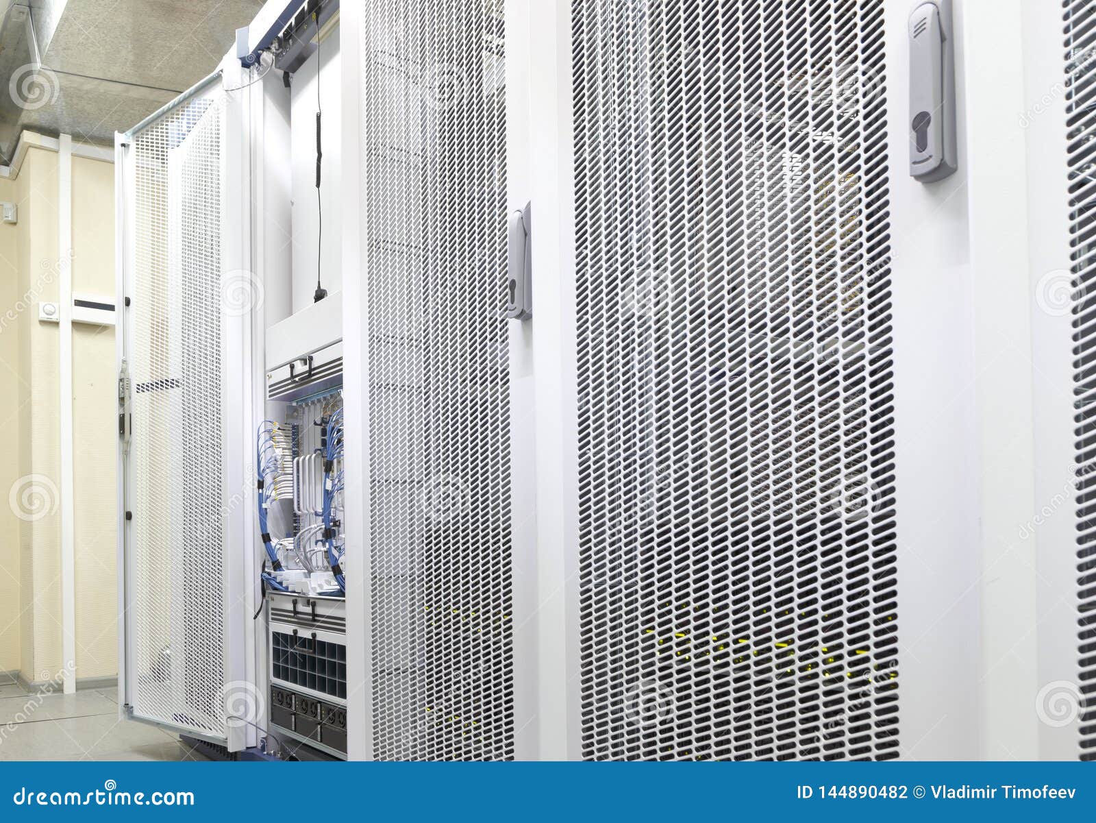 Technical Wall of Cellular Data Terminal Rows Ready for Checking Stock ...
