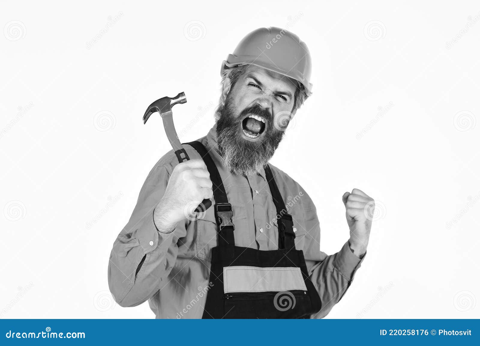 Technical Work. Impulse for Changes. Bearded Mature Man in Uniform. Guy ...