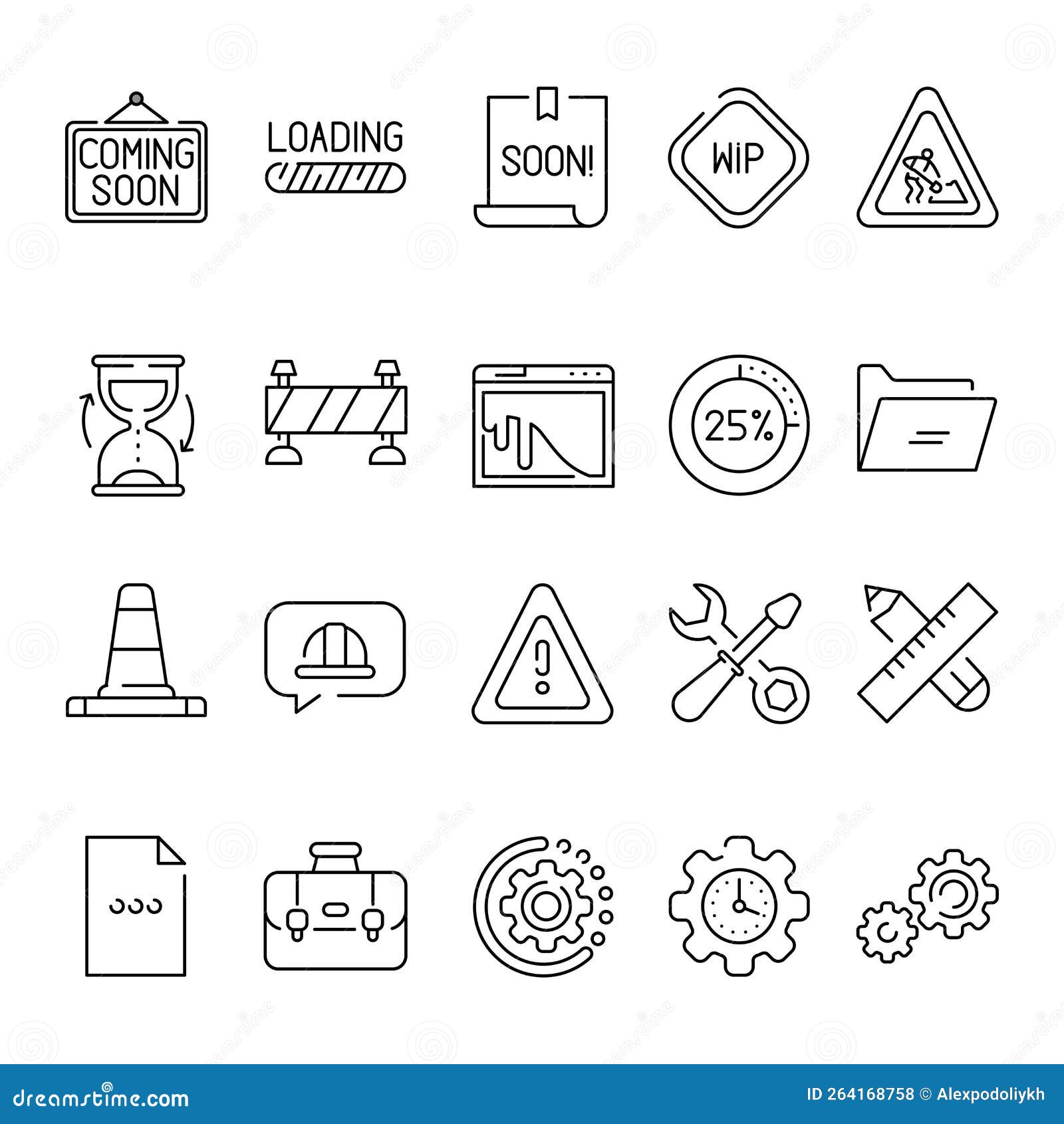 Technical Works Color Line Icons. Website Banner Stock Illustration ...
