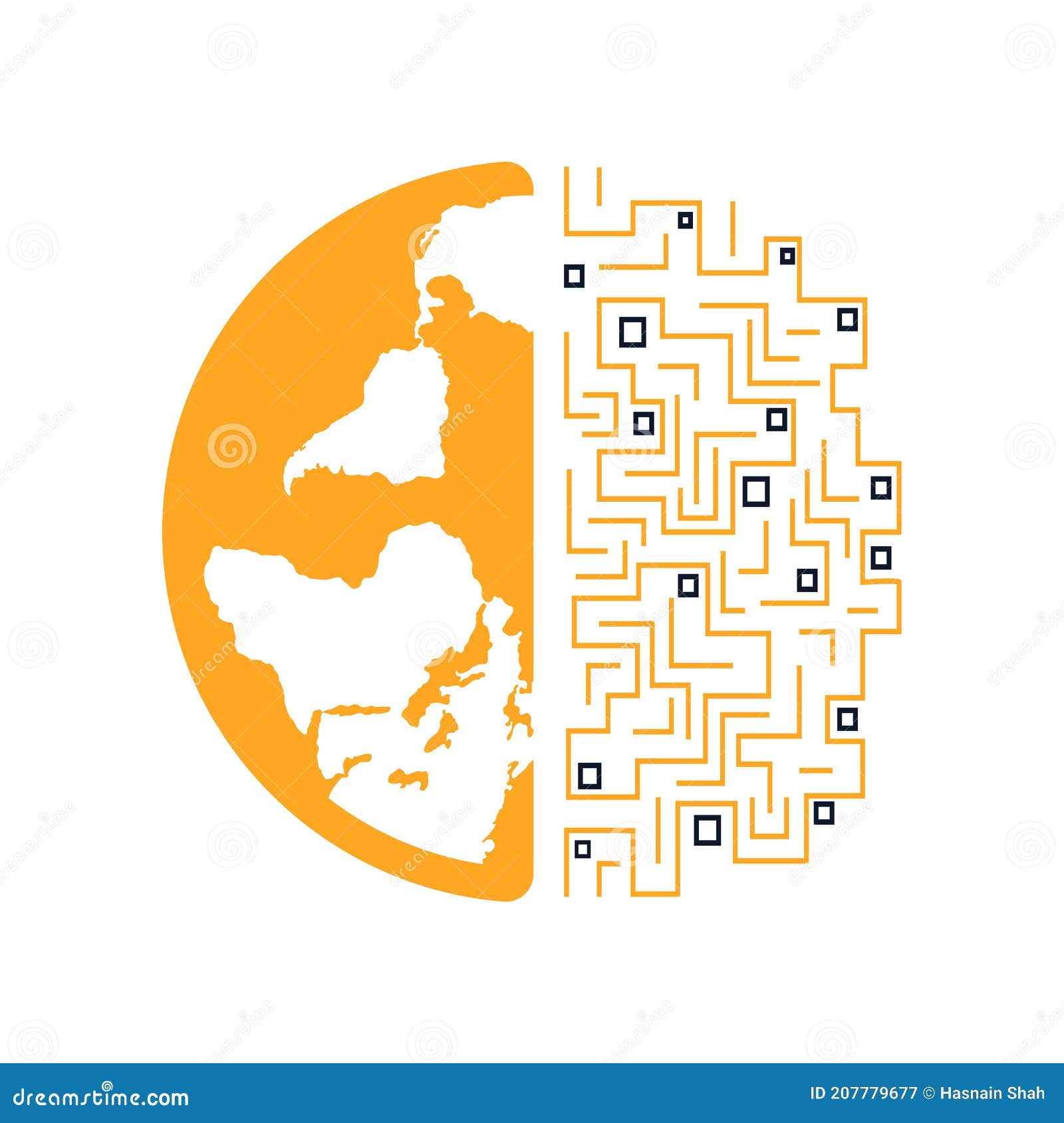 Technical World Brain Vector Logo Template. Stock Vector - Illustration ...