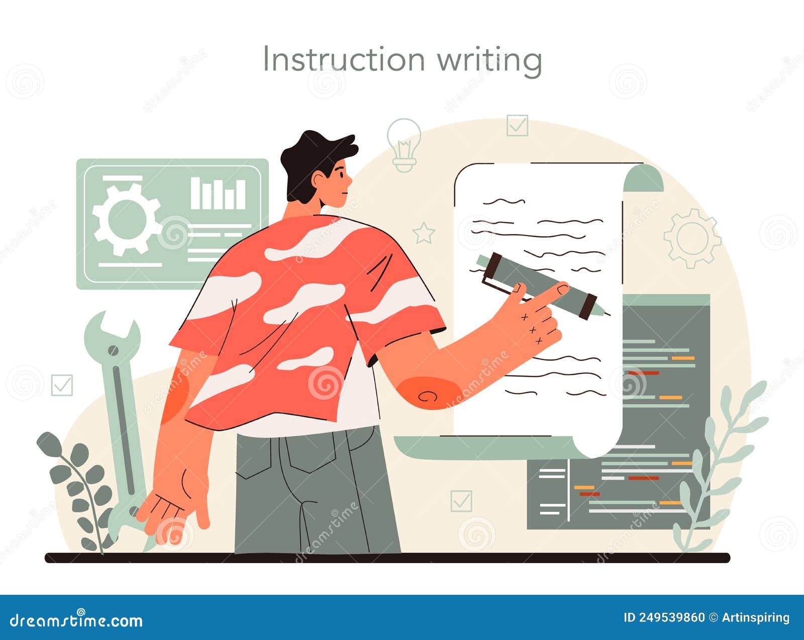 Technical Writer Concept. User Manual Tutorial Writing Stock Vector ...