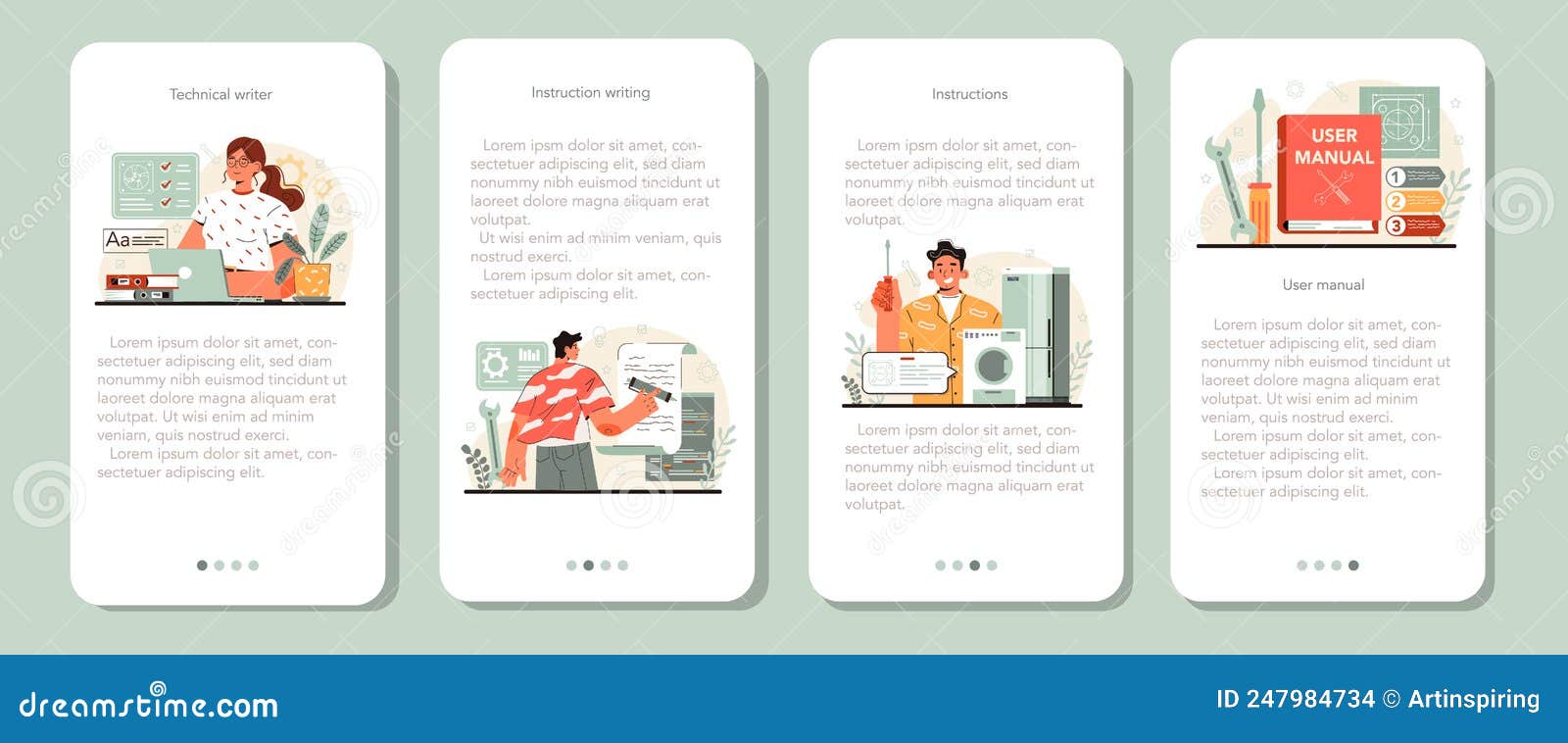 Technical Writer Mobile Application Banner Set. User Manual Tutorial ...