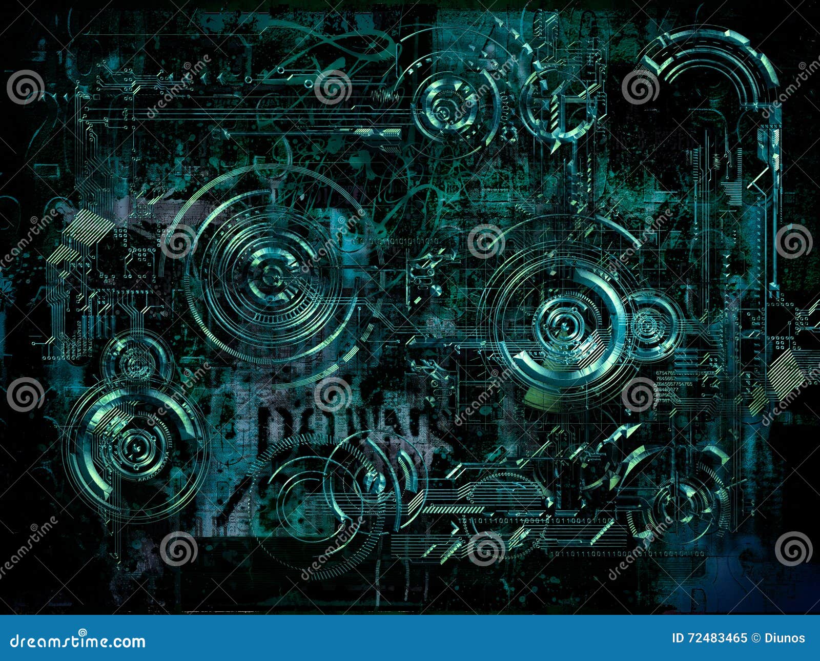 Technically Electronic Background, 3D Illustration Stock Illustration ...