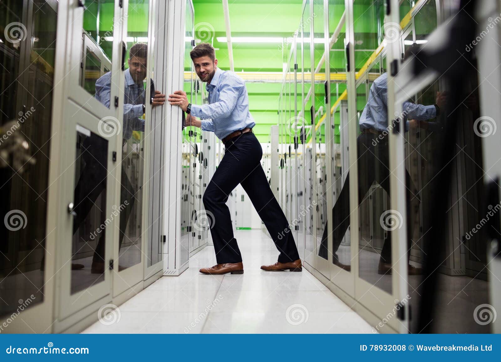Technician Adjusting Server Cabinet Stock Photo - Image of drive ...