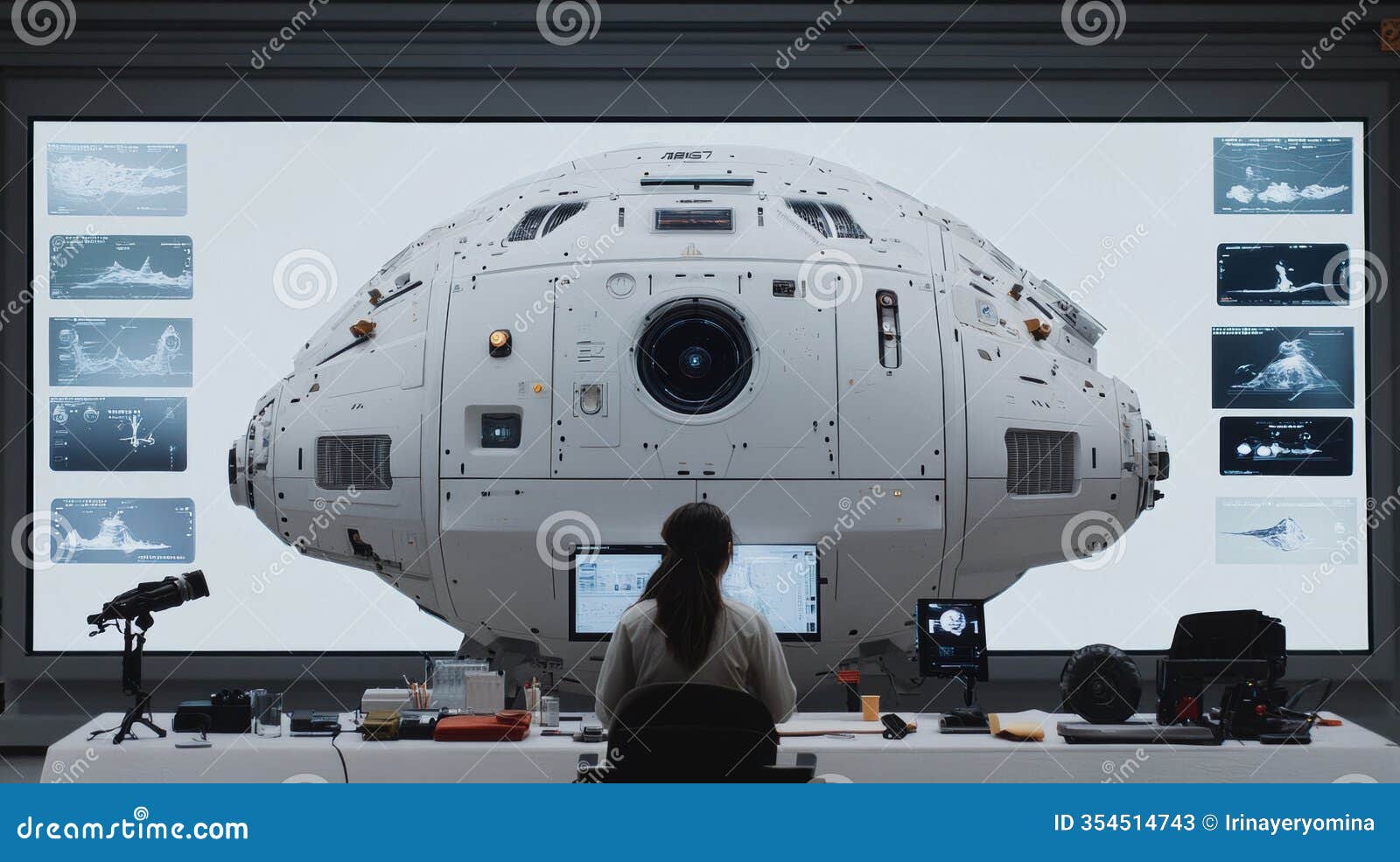 Technician in Advanced Lab Working with AI-powered Tools and Futuristic ...