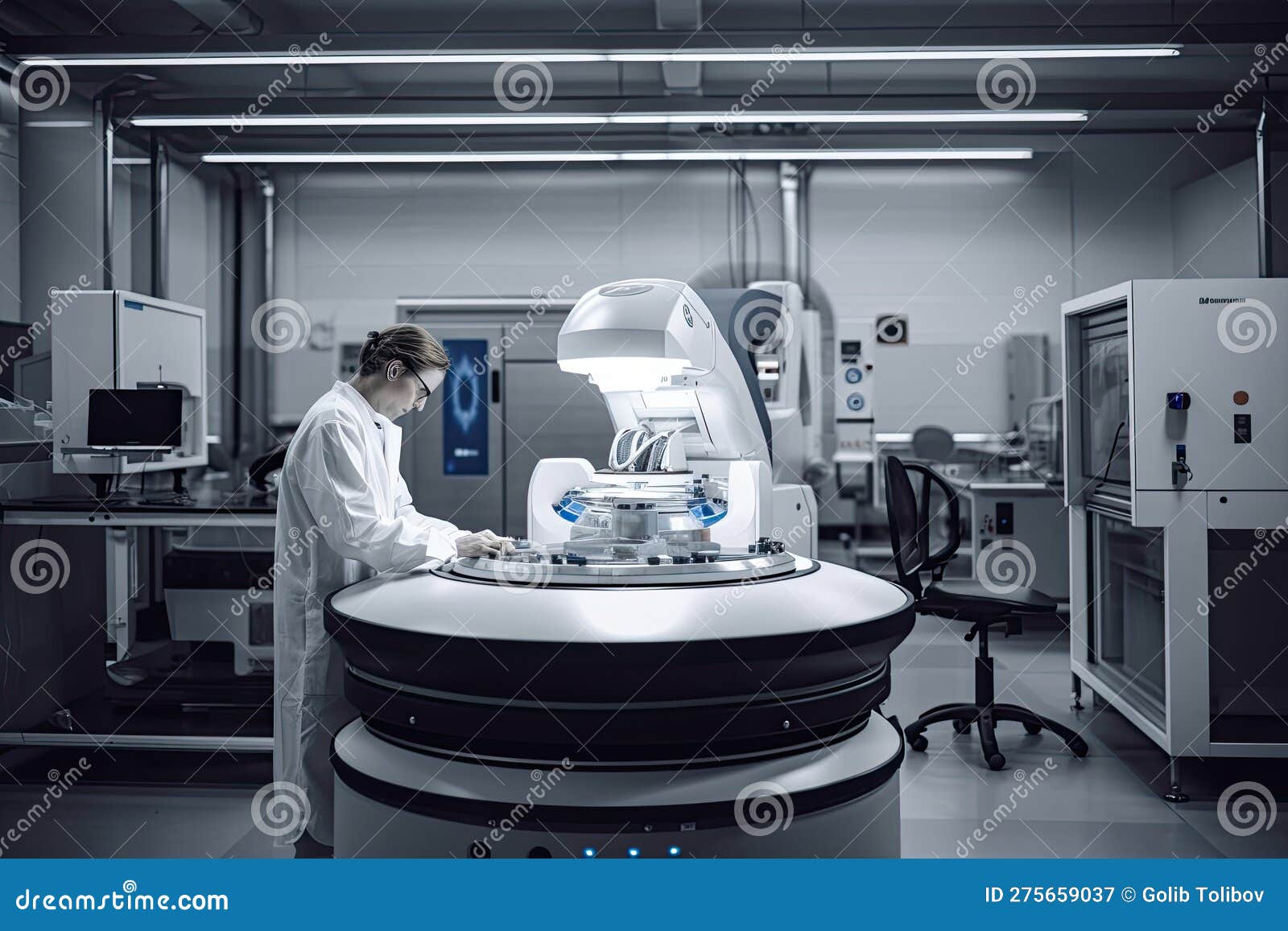 Technician and AGI Robot in Laboratory. Generative Ai Stock ...