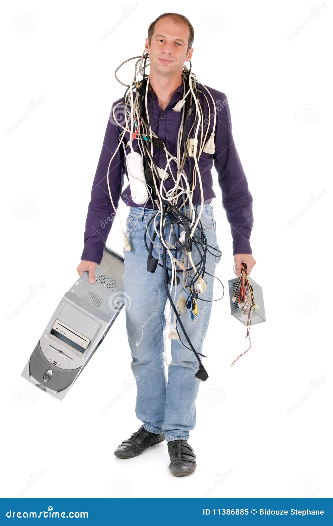 Technician Carrying Computer Stock Image - Image of funny, broken: 11386885