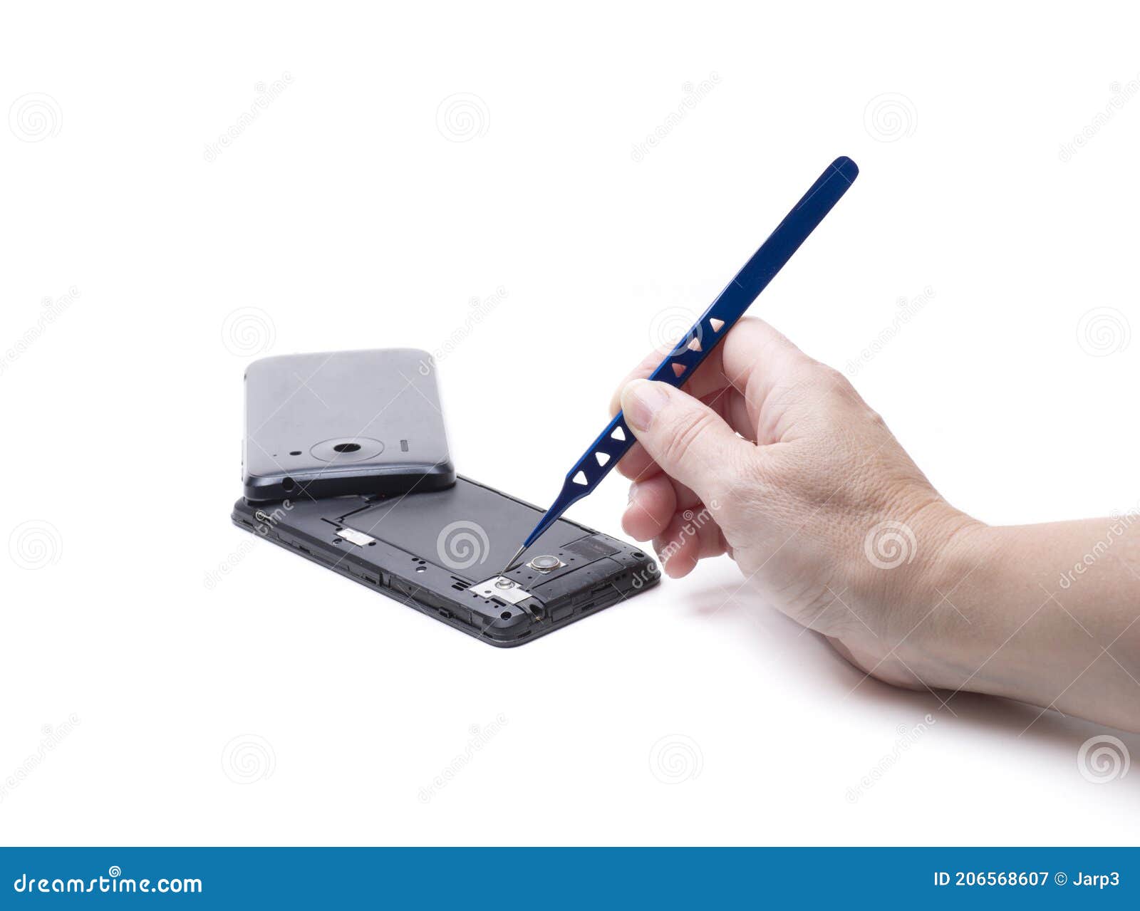 Technician Changing the Battery To a Smartphone Stock Image - Image of ...