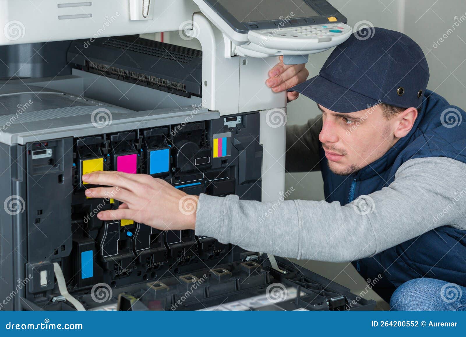Technician Changing Ink Cartridge in Printer Stock Photo - Image of ...