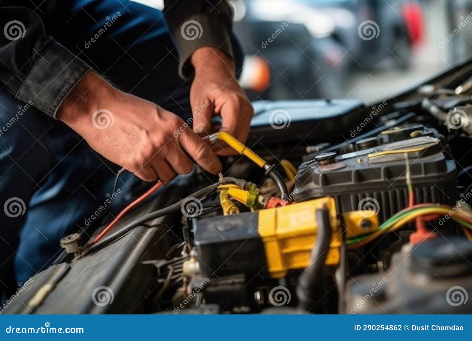 Technician Check the Electrical System Inside the Car. Generative AI ...