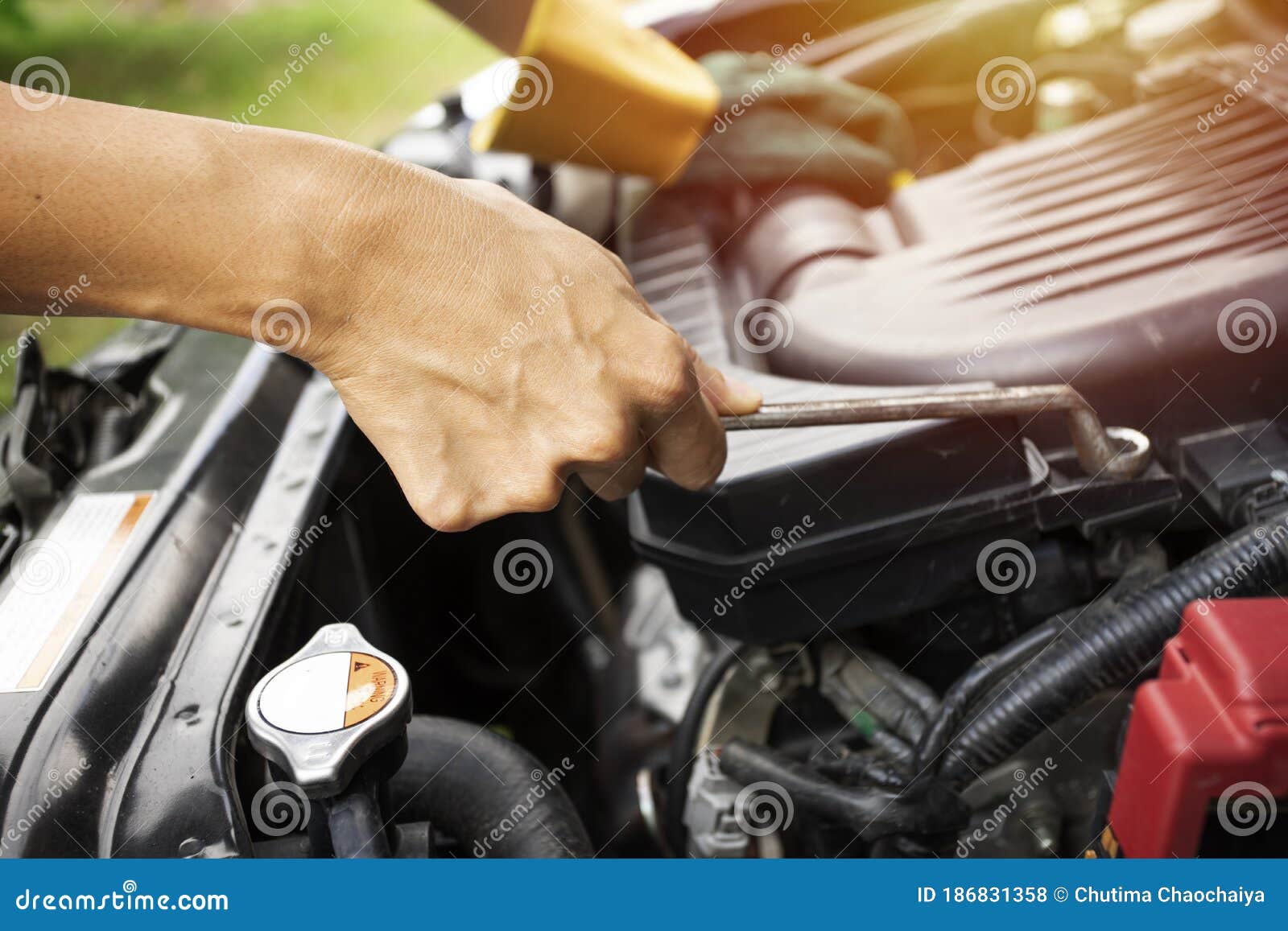 Technician Check the Engine daily Stock Photo - Image of automotive ...