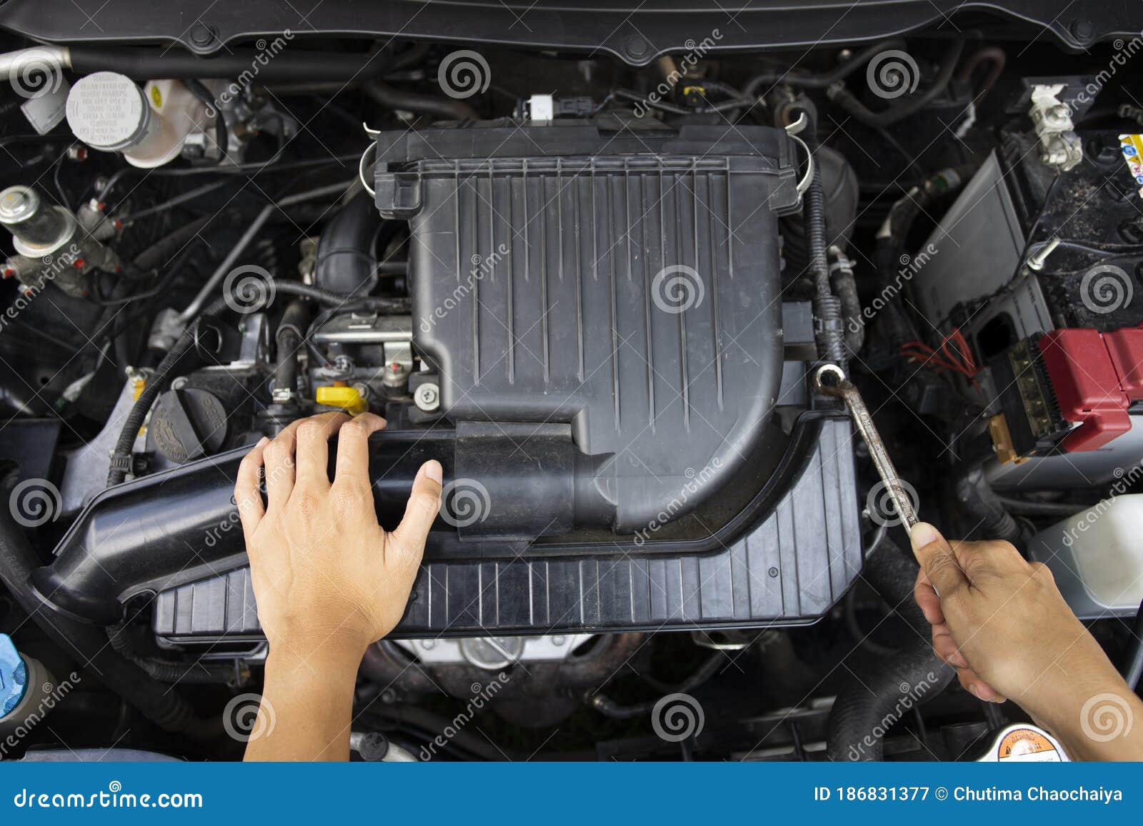 Technician Check the Engine daily Stock Image - Image of change ...