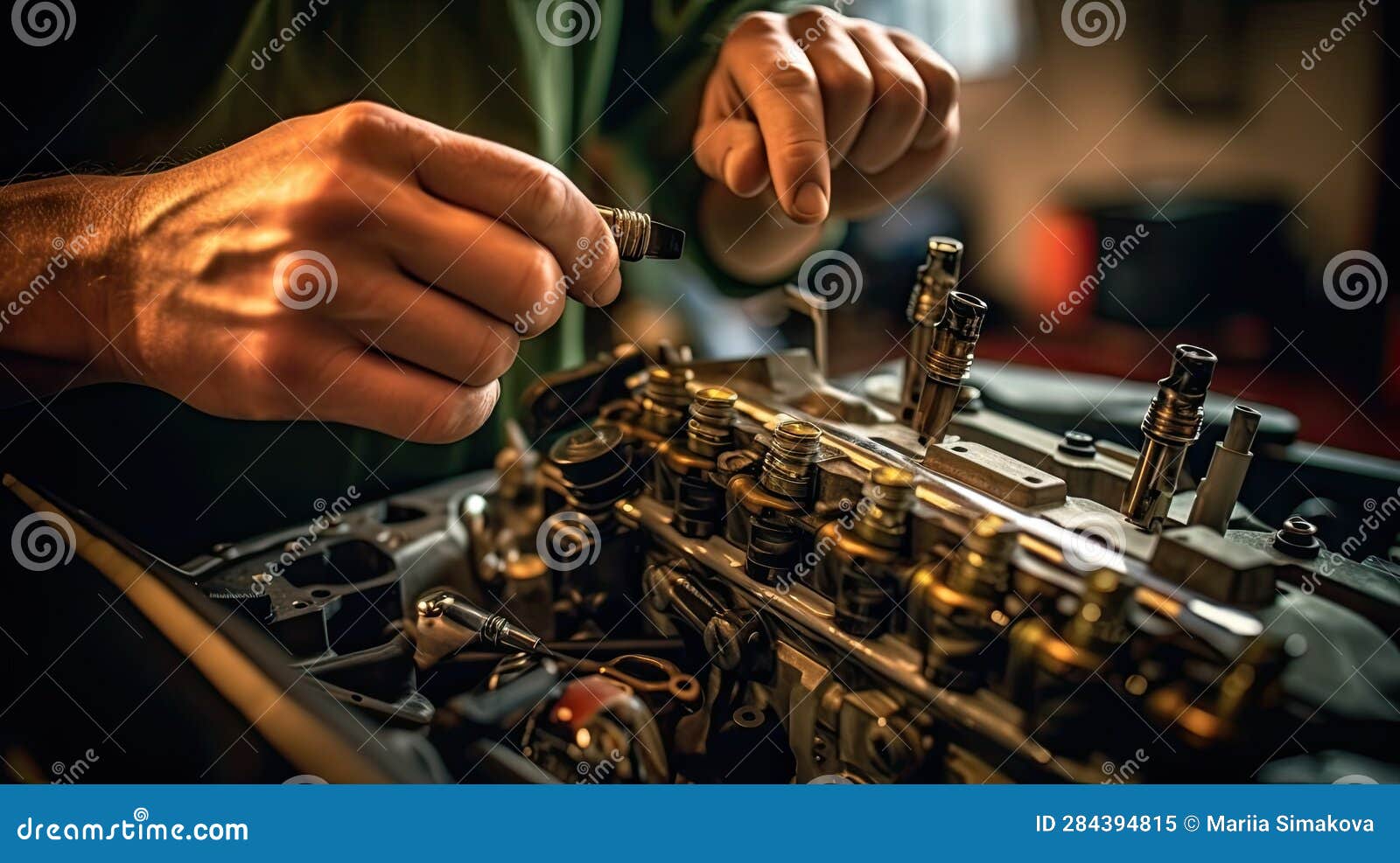 Technician Checking the Car Photo Realistic Illustration - Generative ...