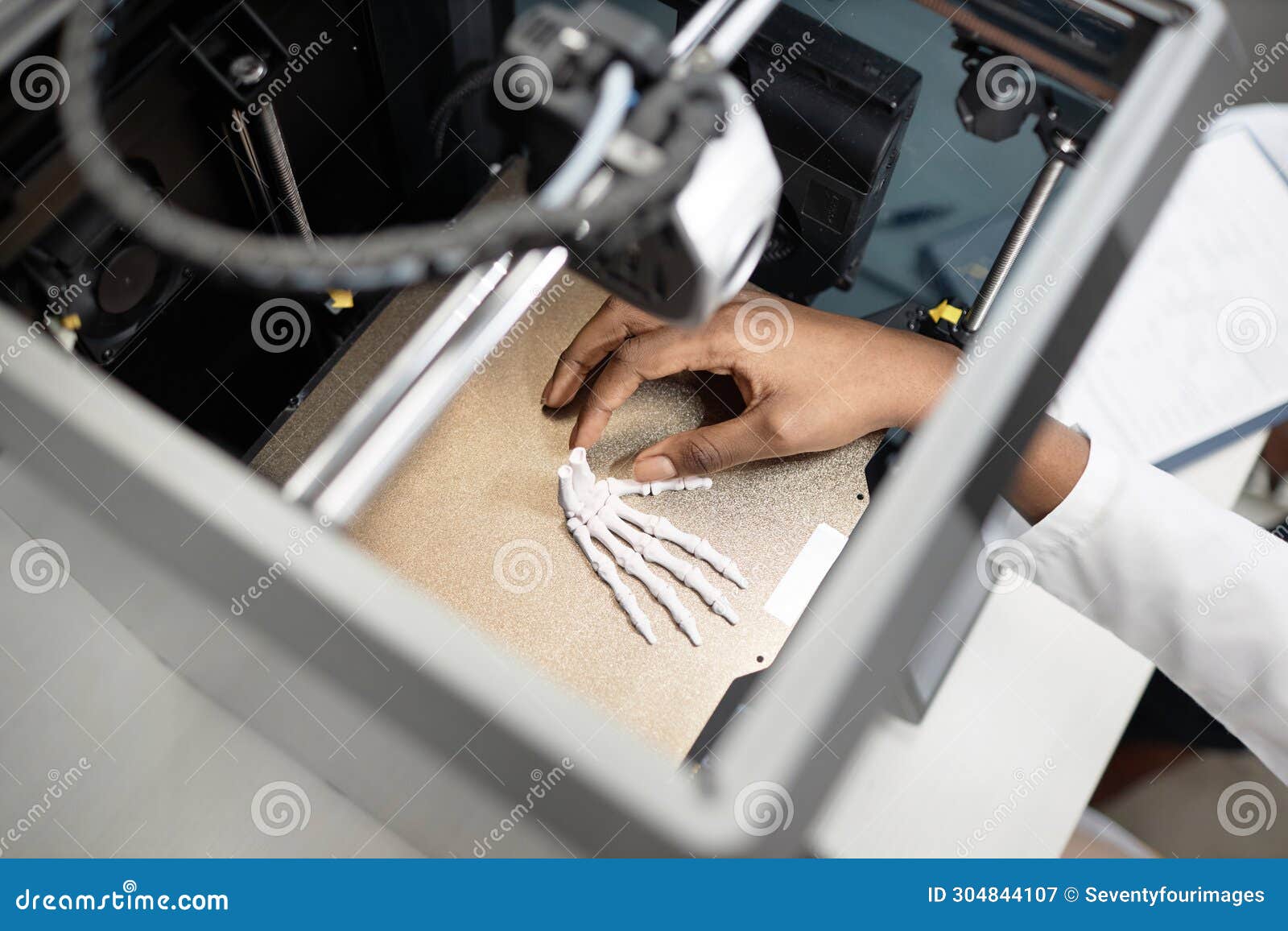 Technician Checking Manufactured 3D Hand Sample Stock Image - Image of ...