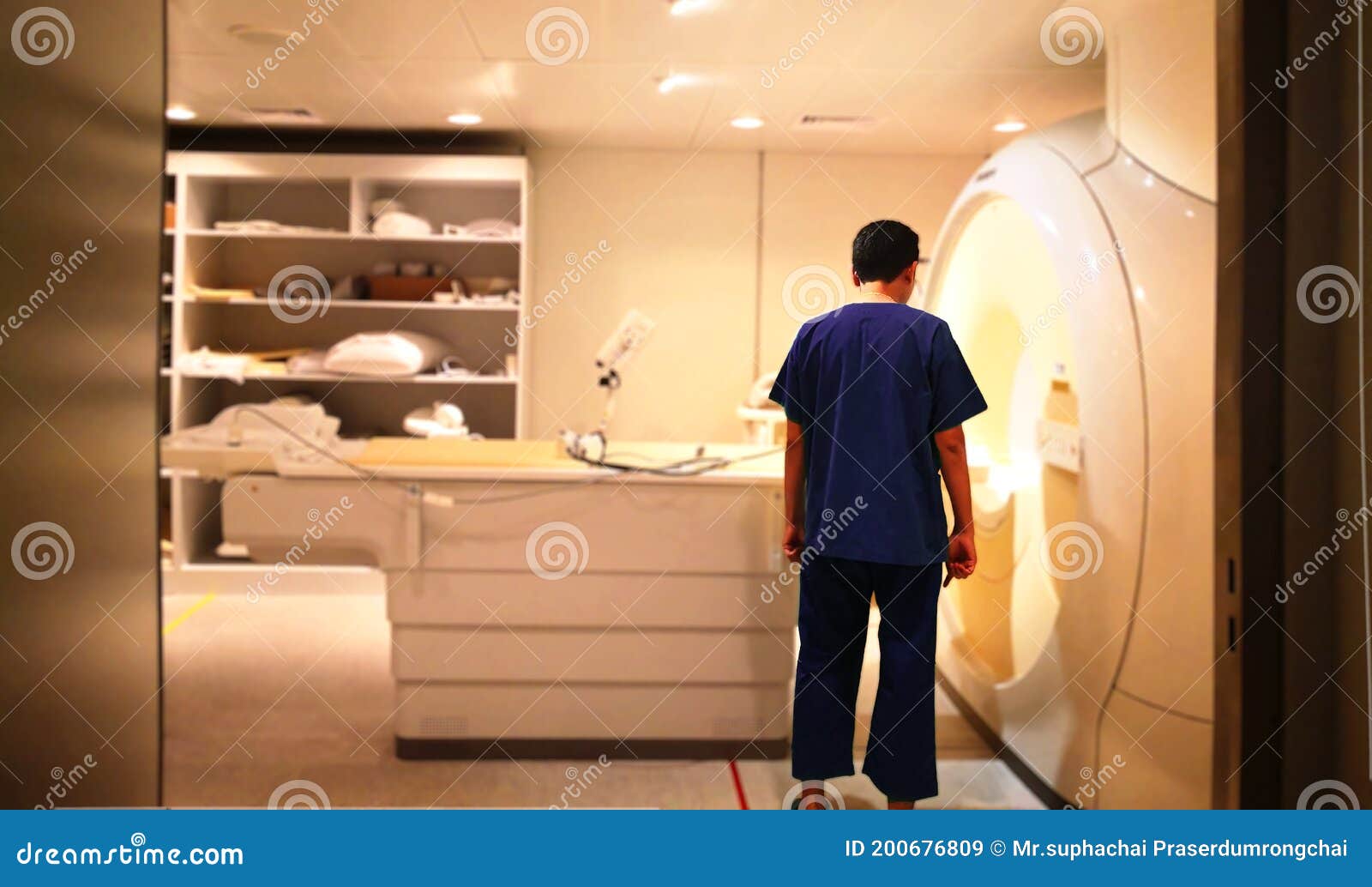 The Technician Checking Mri Scanner before Scan Patient in Hospital ...