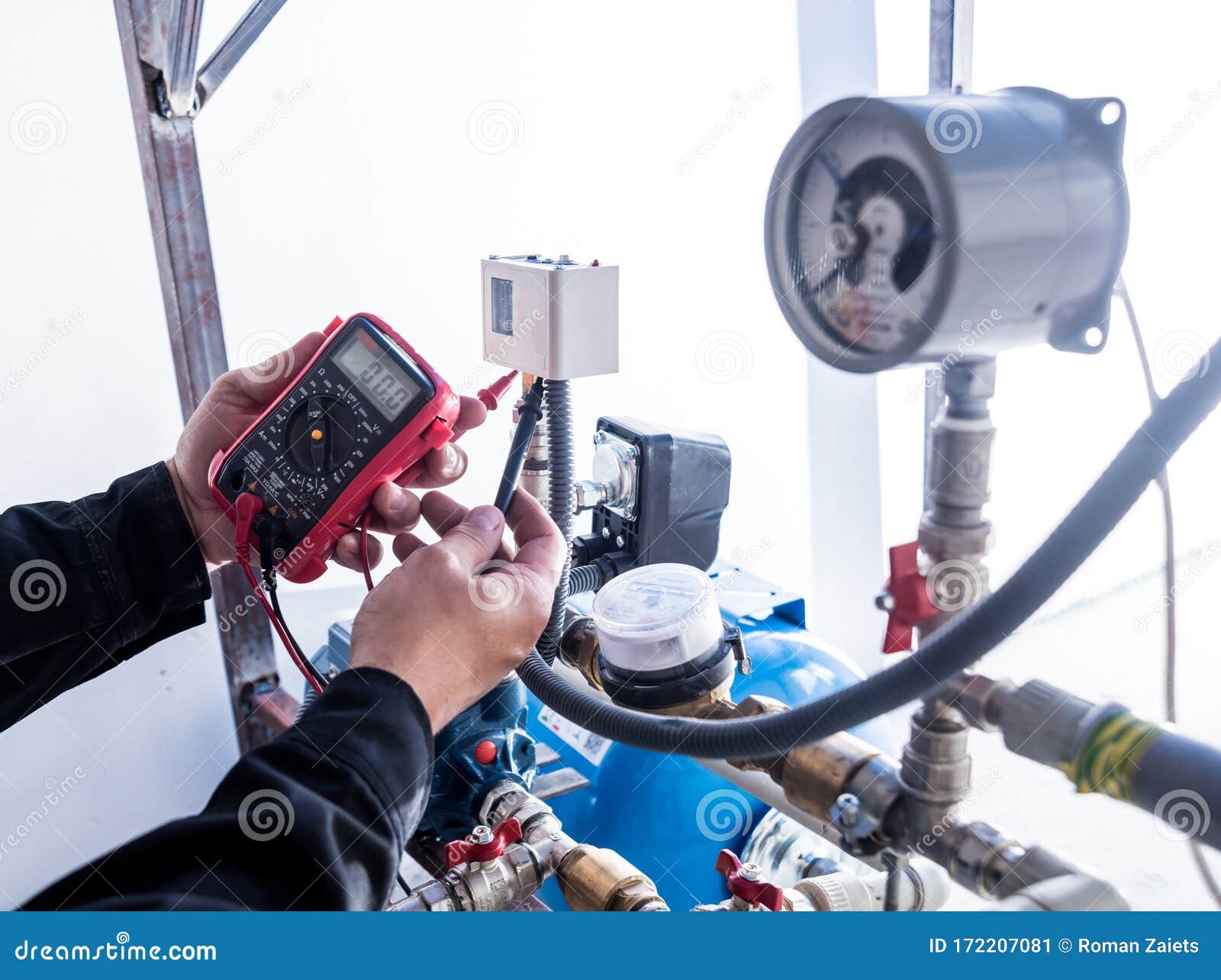 Technician Checking Water System Nodes.Modern Industrial Background ...