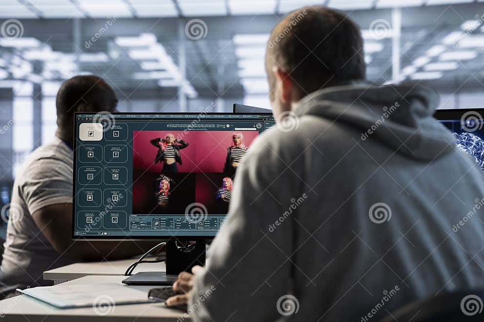 Technician Coding AI Virtual Assistant Producing Clips Stock Image - Image of tech, electronic ...