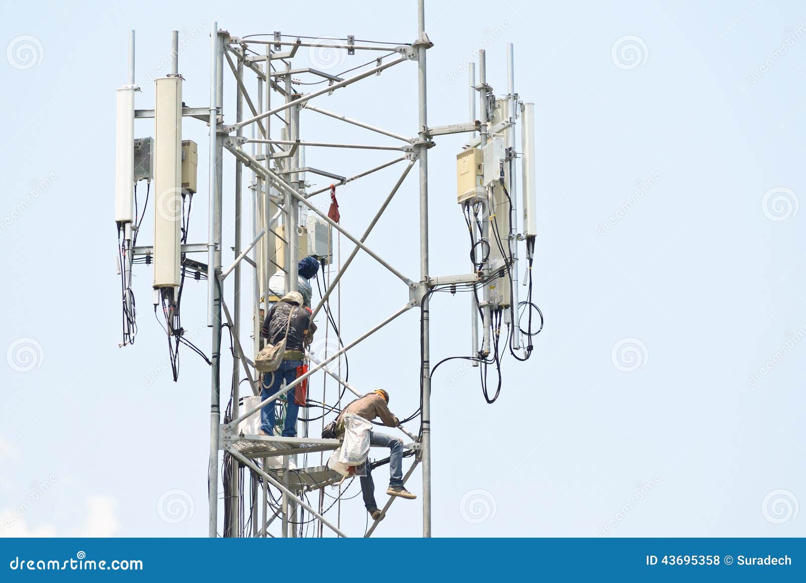 Technician on Communication Towers Editorial Stock Photo - Image of ...