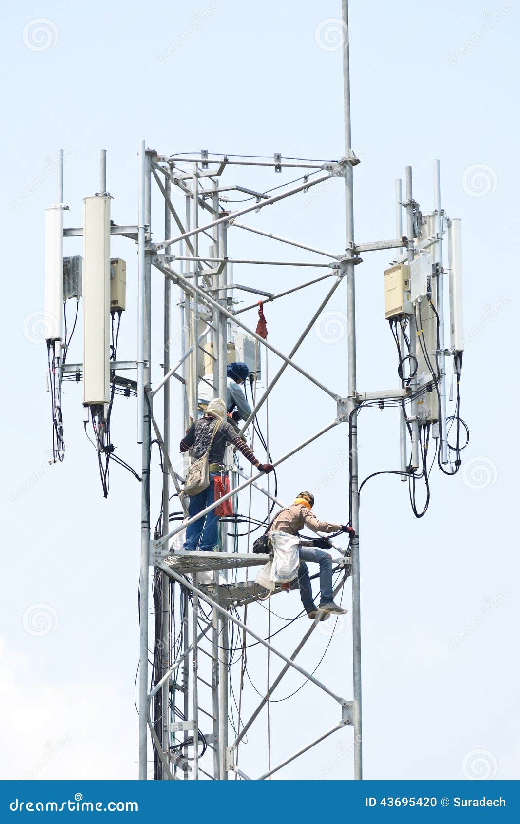 Technician on Communication Towers Editorial Image - Image of cloud ...