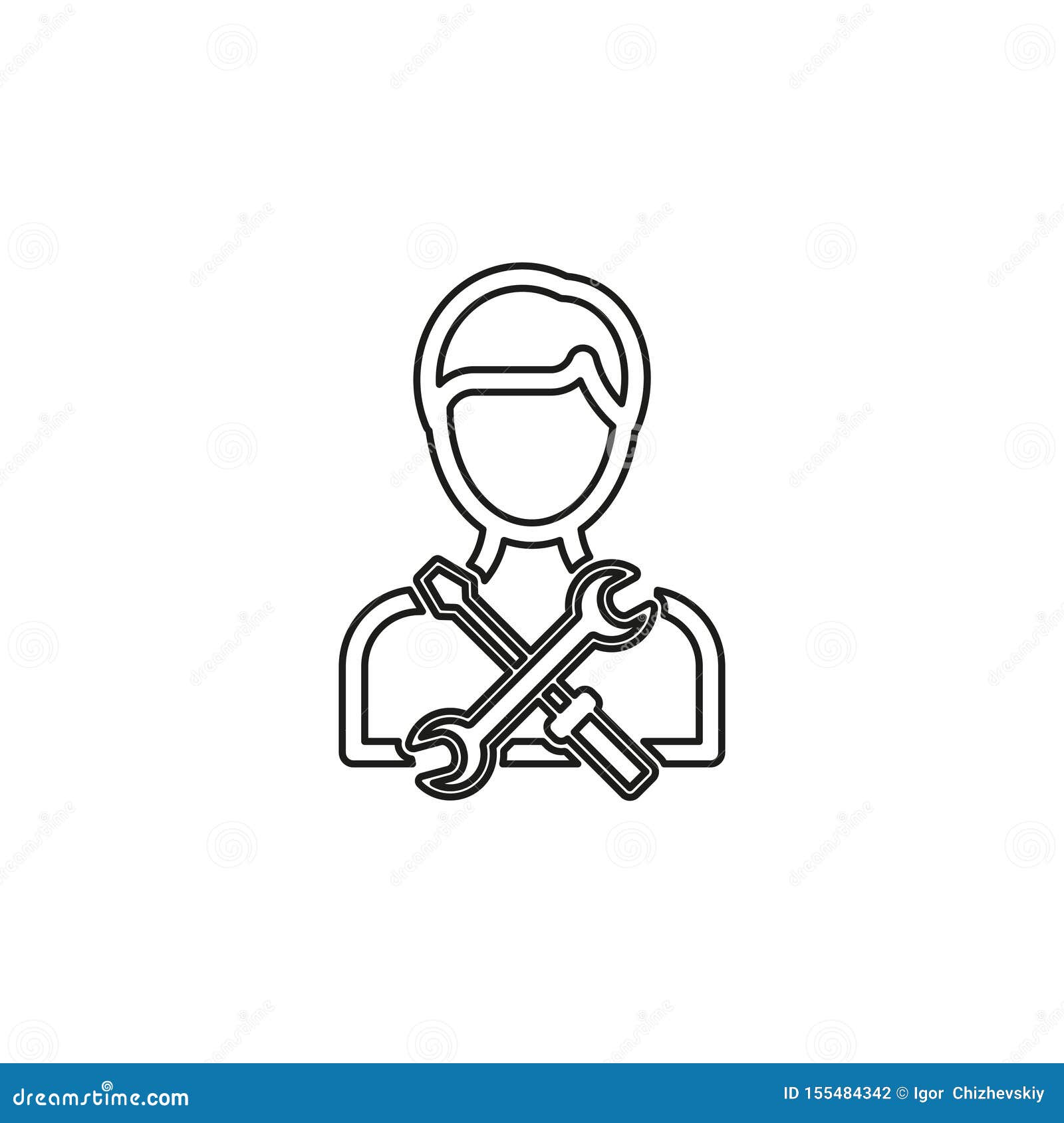 Technician Concept Line Icon. Stock Vector - Illustration of worker ...