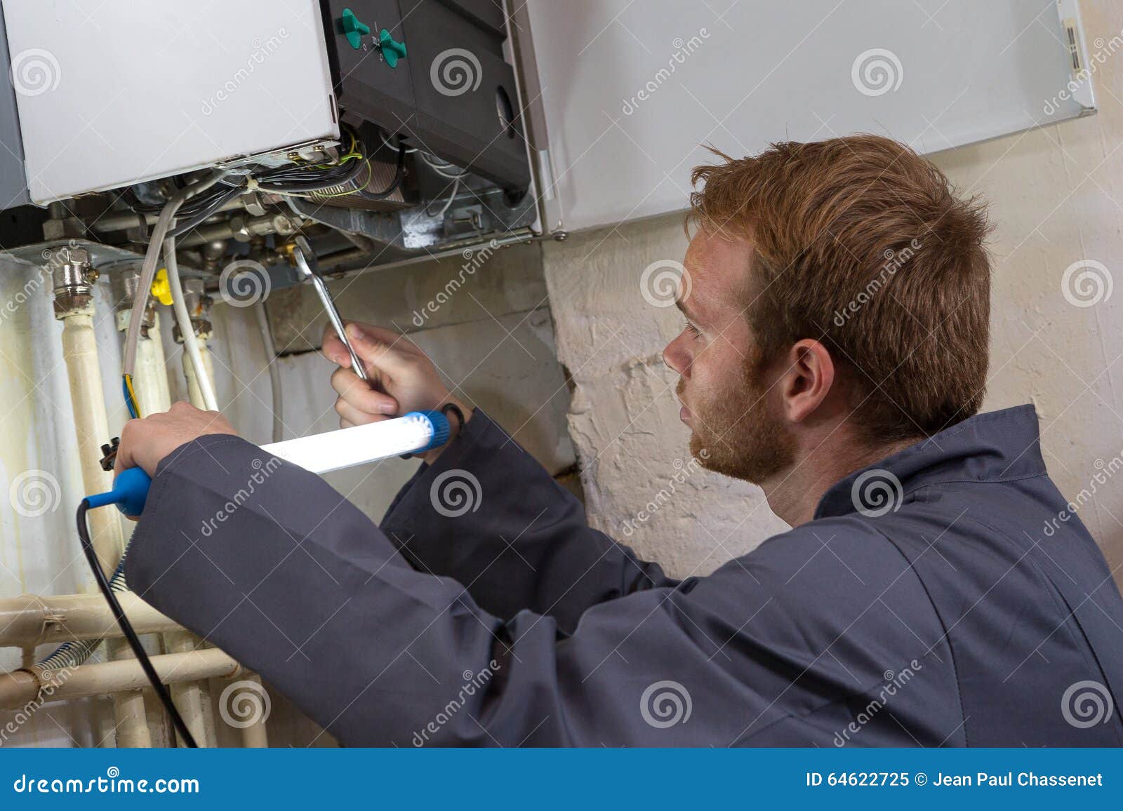Technician Controlling the Heating System Stock Image - Image of ...