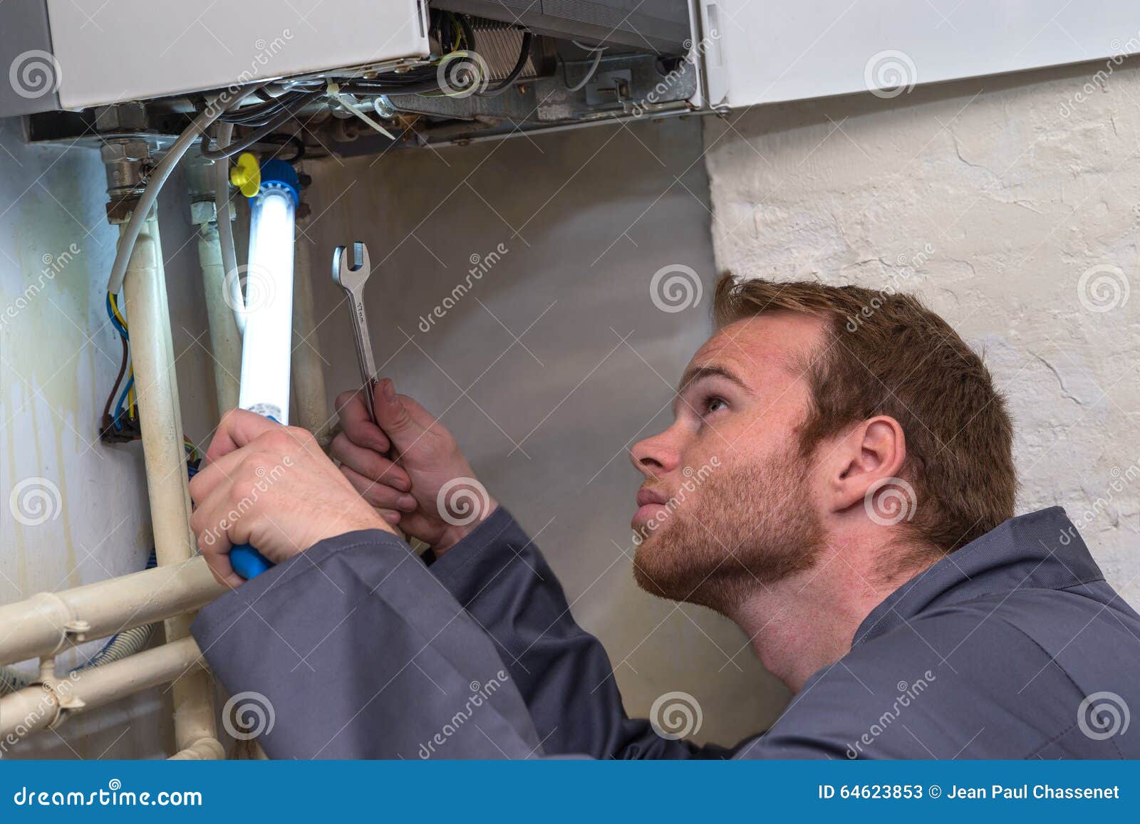 Technician Controlling the Heating System Stock Image - Image of ...