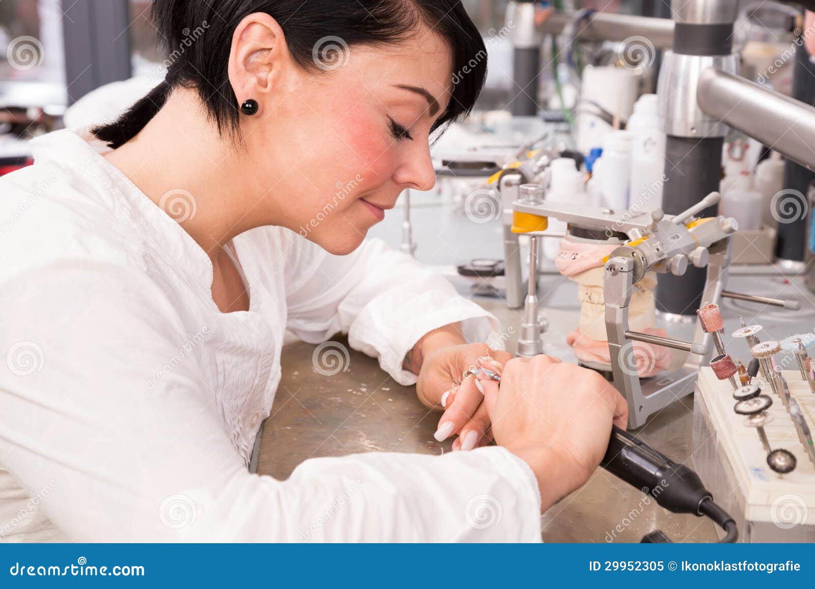 Technician Producing a Dental Prosthesis in a Laboratory or Workshop ...
