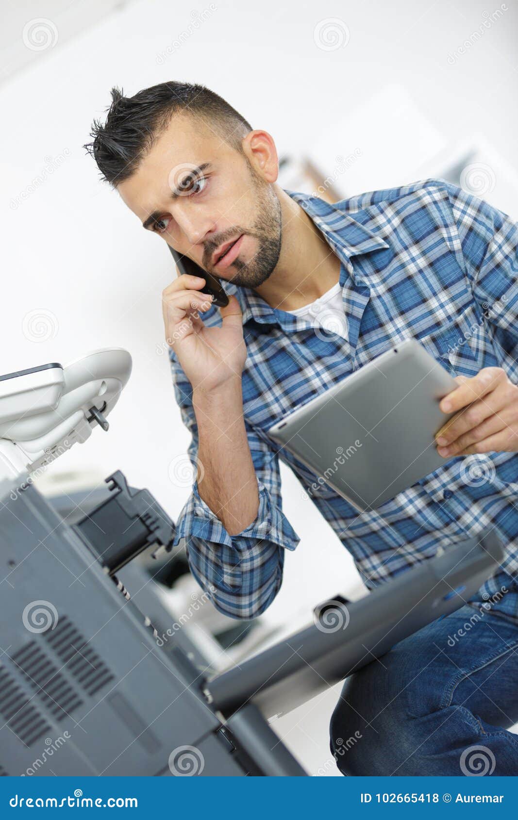 Technician with Digital Tablet and Using Apps Stock Photo - Image of ...