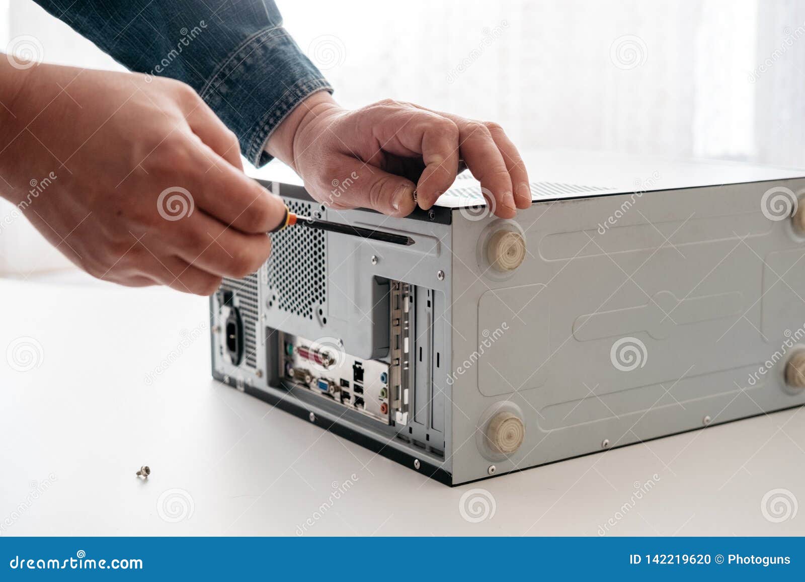 Technician Disassemble Microwave Reley On White Background, , Home ...
