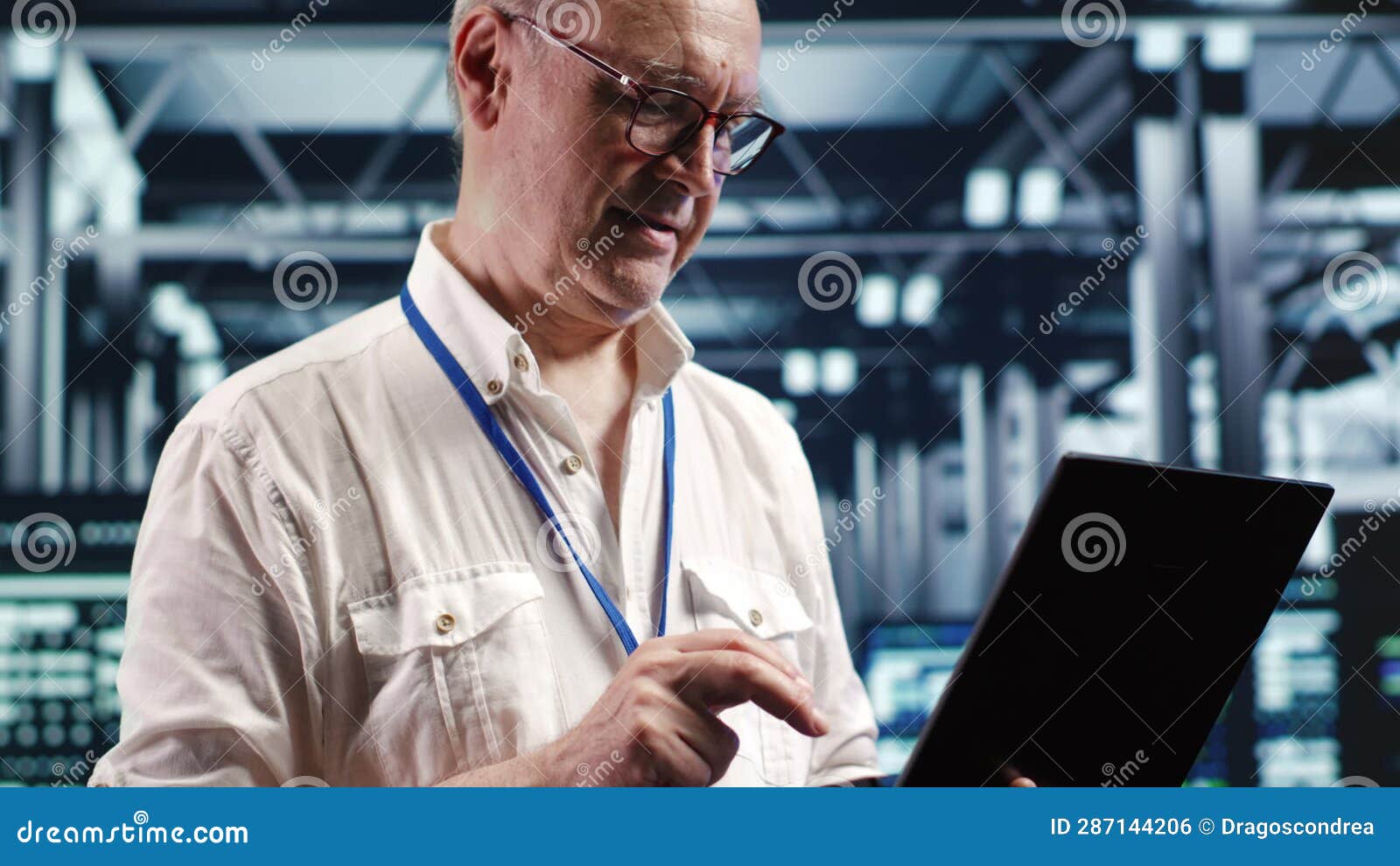 Technician Does Server Hub Management Stock Footage - Video of ...