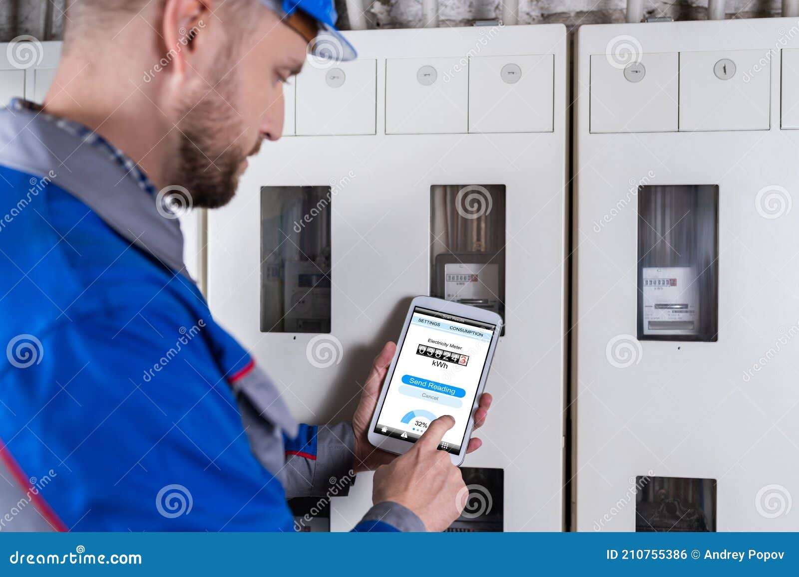 Technician Doing Meter Reading Stock Photo - Image of automated ...
