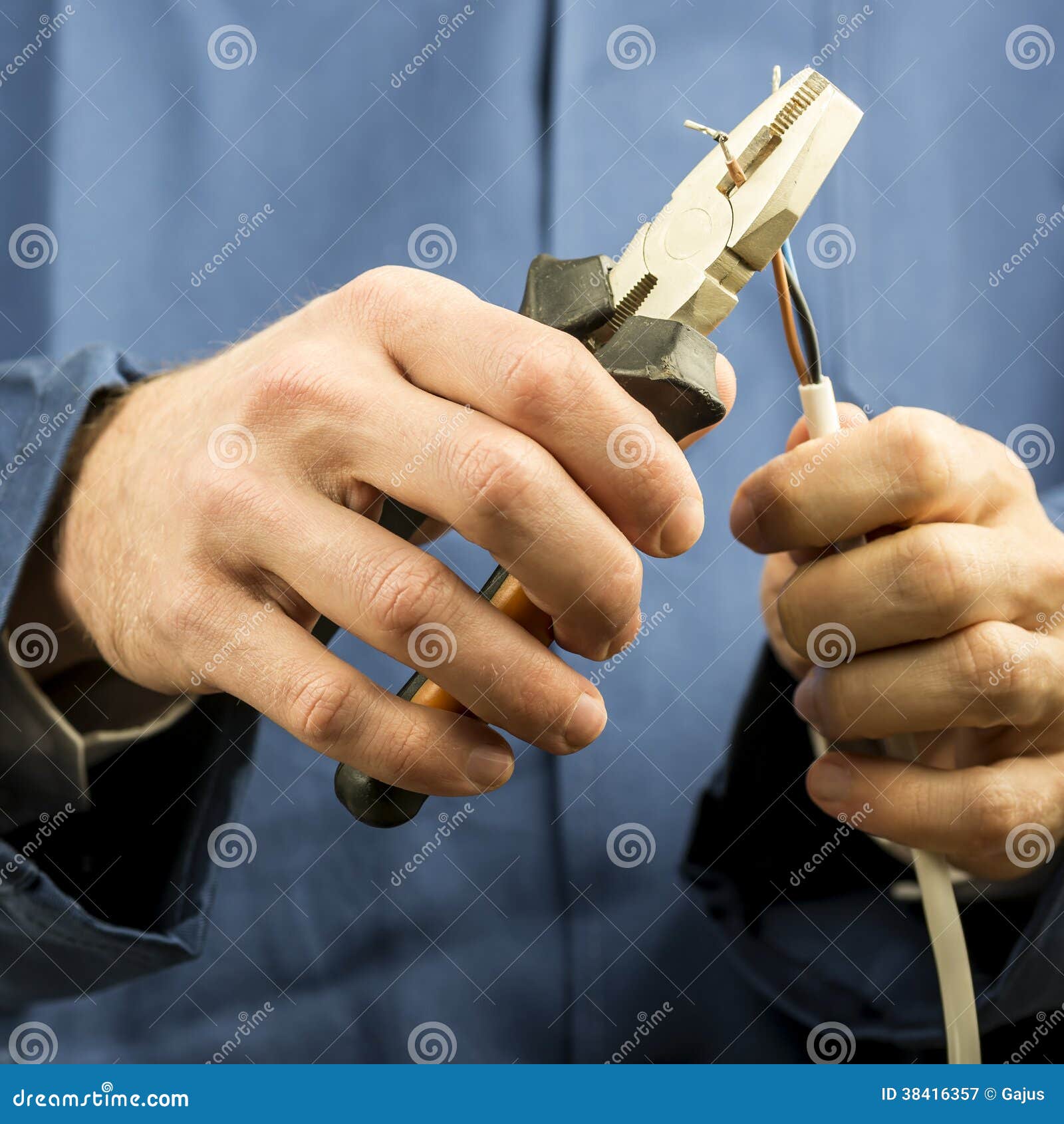 Electrician Working Inside New Building Checking Wires Stock Image ...
