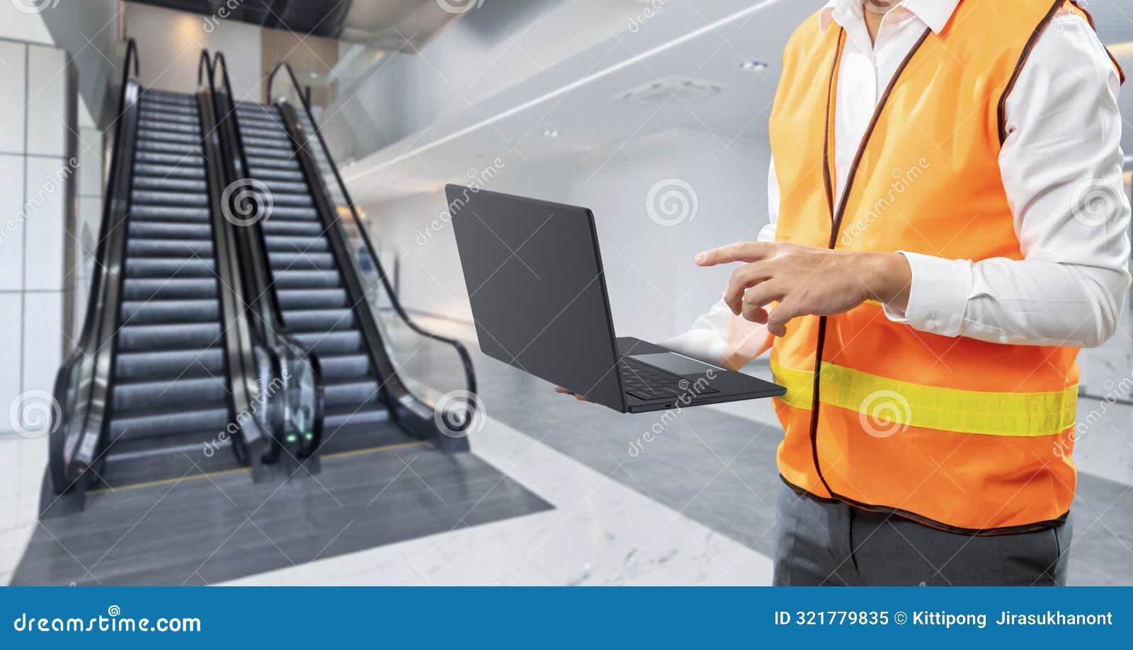 Technician or Engineer Check on Escalators Stock Image - Image of ...