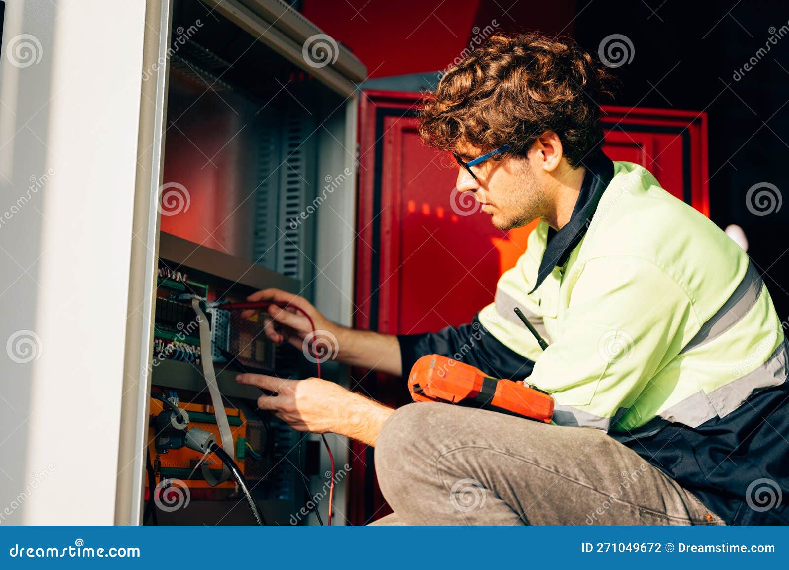 Technician Engineer Checking and Repairing Automatic Robotic Machine ...