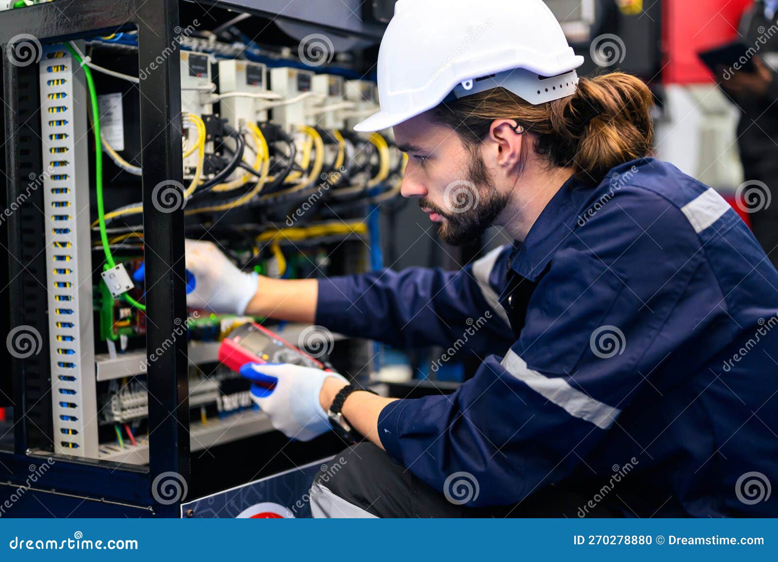 Technician Engineer Holding Robot Controller Checking Automatic Robotic ...