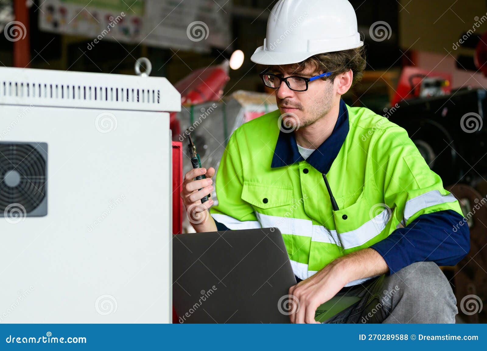 Technician Engineer Holding Robot Controller Checking and Repairing Machine Stock Photo - Image ...