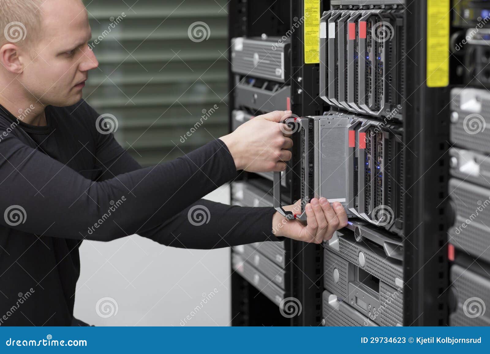 Blade Server Close-up In Series Of Mainframes In Modern Data Center ...