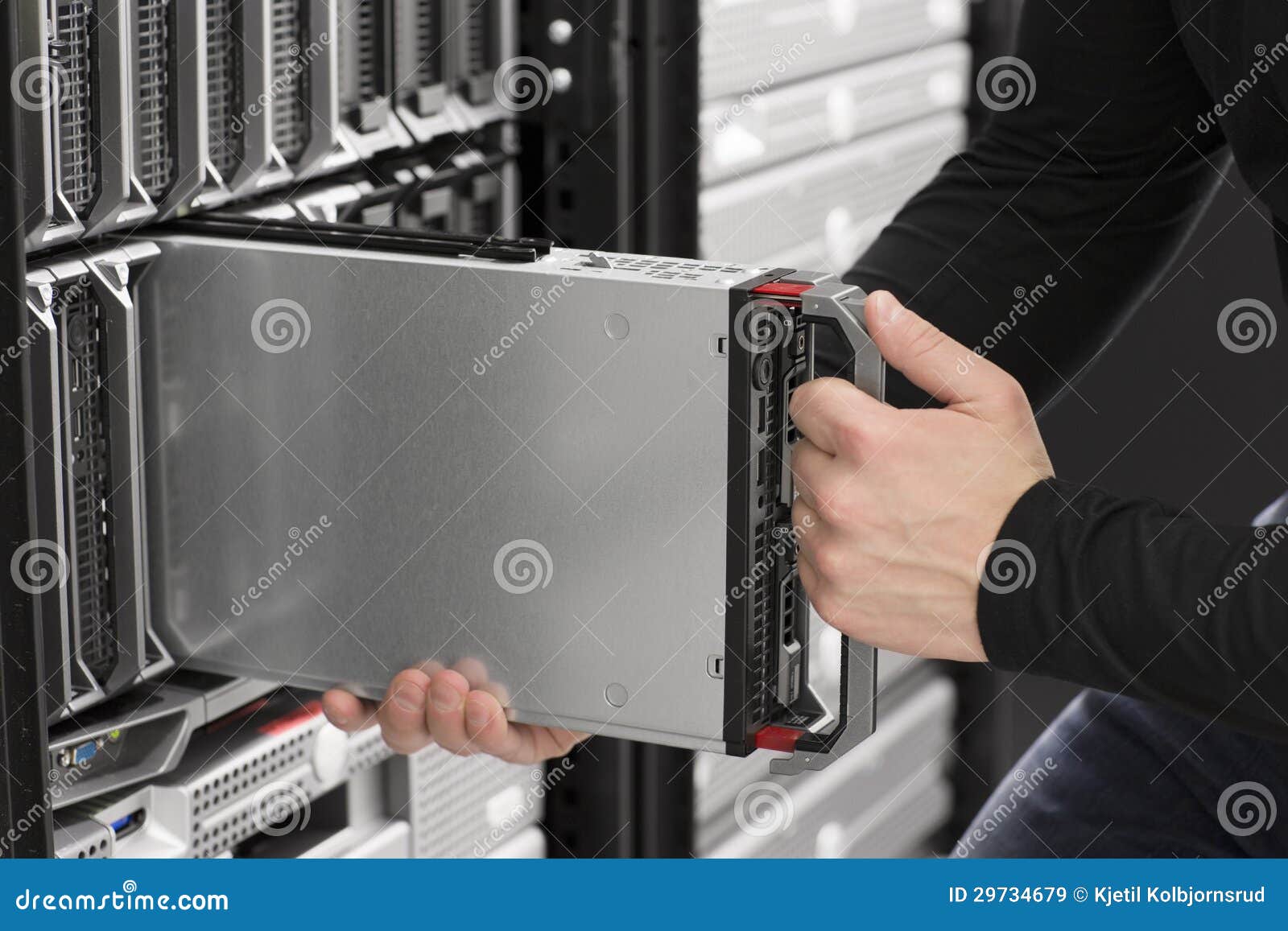 It Engineer Insert a Blade Server in Data Center Stock Image - Image of ...