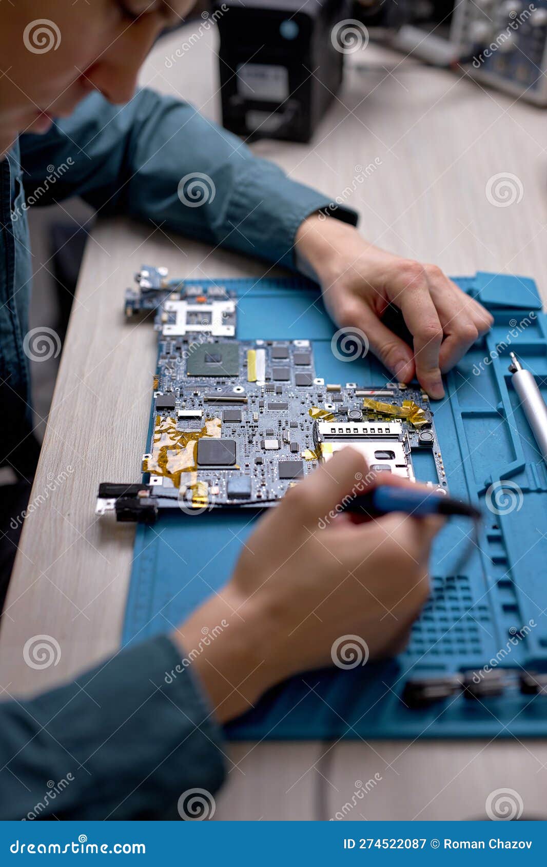 Technician or Engineer Installing CPU Microprocessor To Motherboard Socket. Top View Stock Image ...
